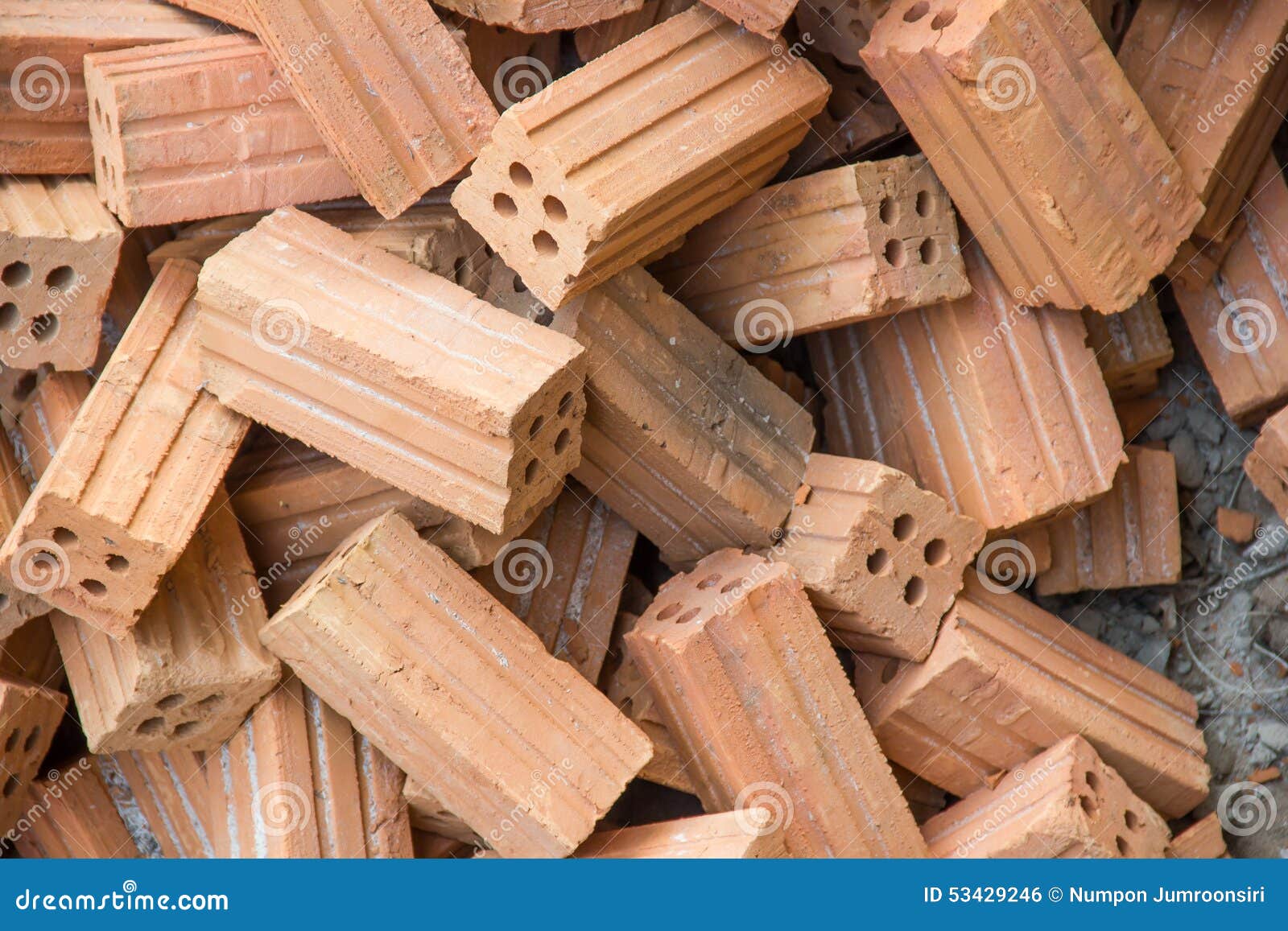 Group of Red Bricks on Construction Site Stock Photo - Image of color ...