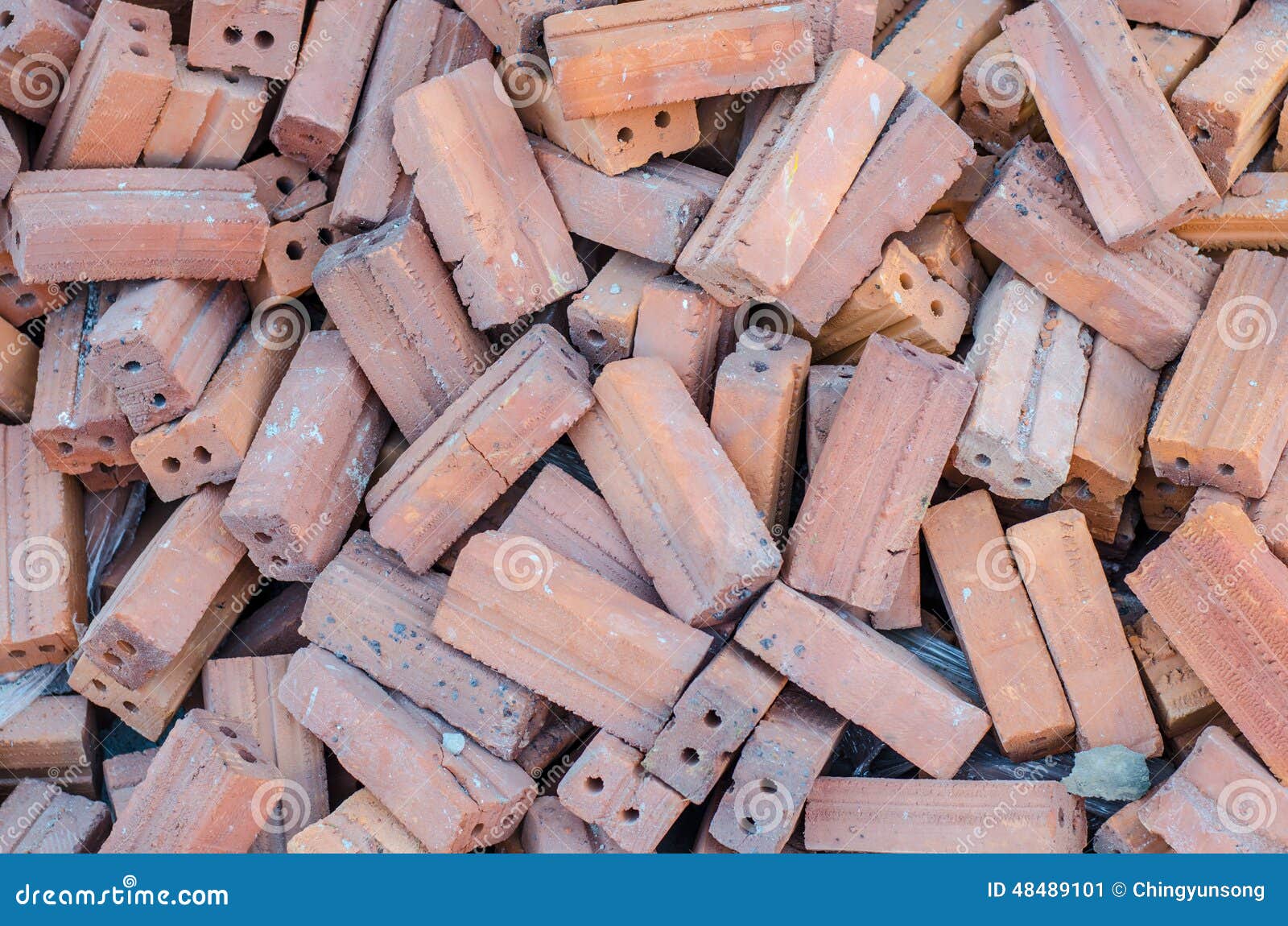 Group of Red Bricks Square Construction Materials Stock Image - Image ...