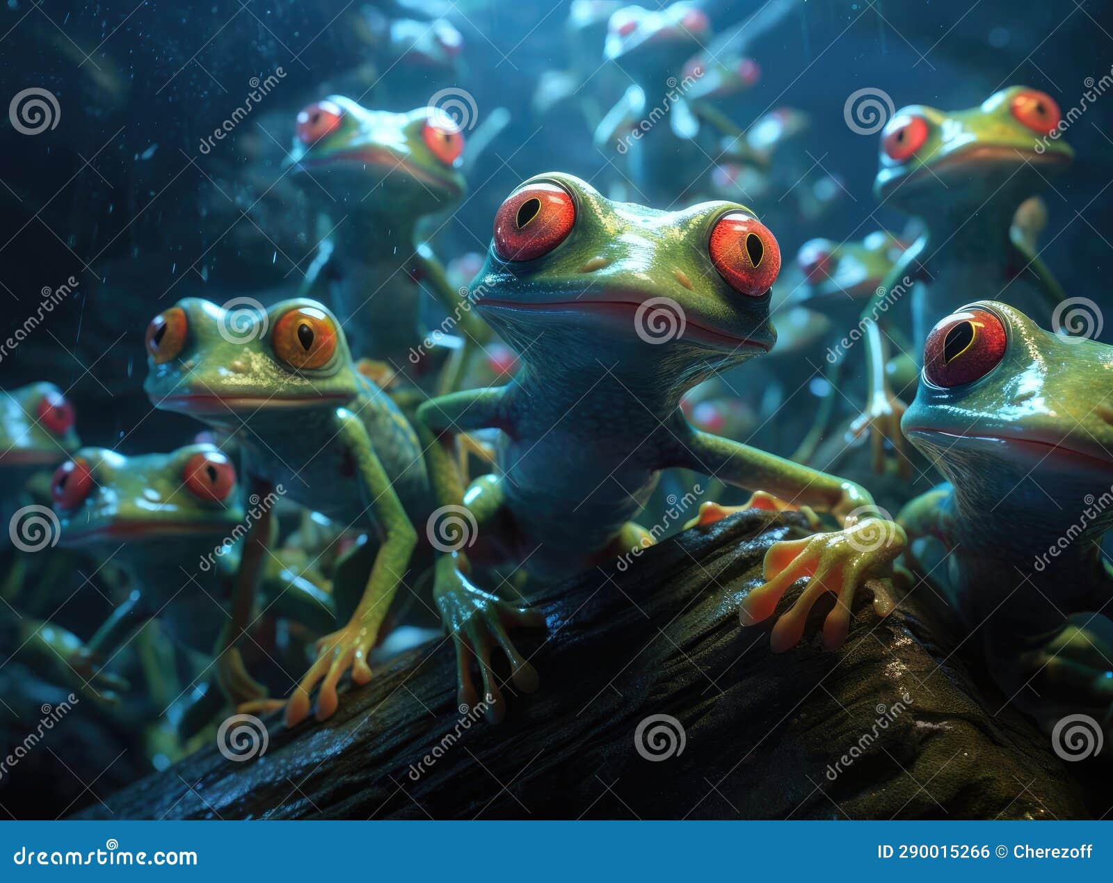 A group of red-eyed frogs stock photo. Image of outdoors - 290015266