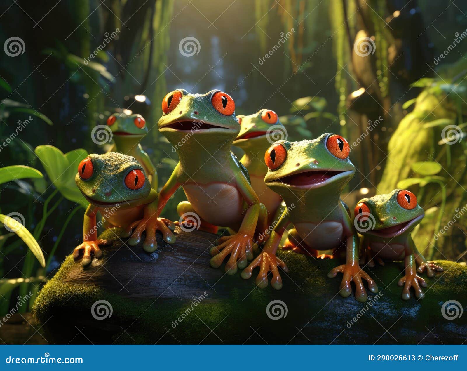 A group of red-eyed frogs stock image. Image of group - 290026613