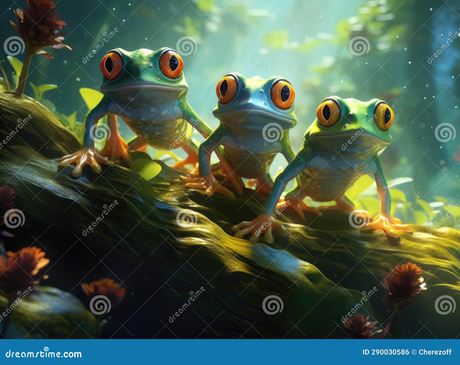 A group of red-eyed frogs stock photo. Image of wildlife - 290030586