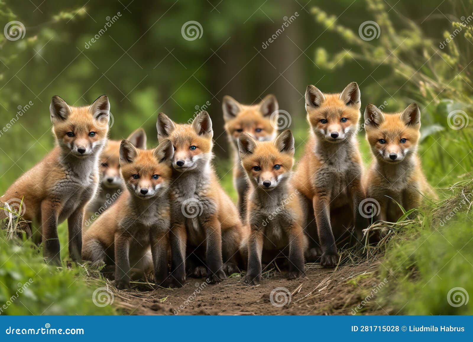 Group of Red Foxes (Vulpes Vulpes) in the Forest. Generative AI Stock ...