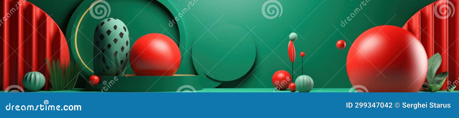 A Group of Red and Green Objects on a Green Surface, AI Stock ...