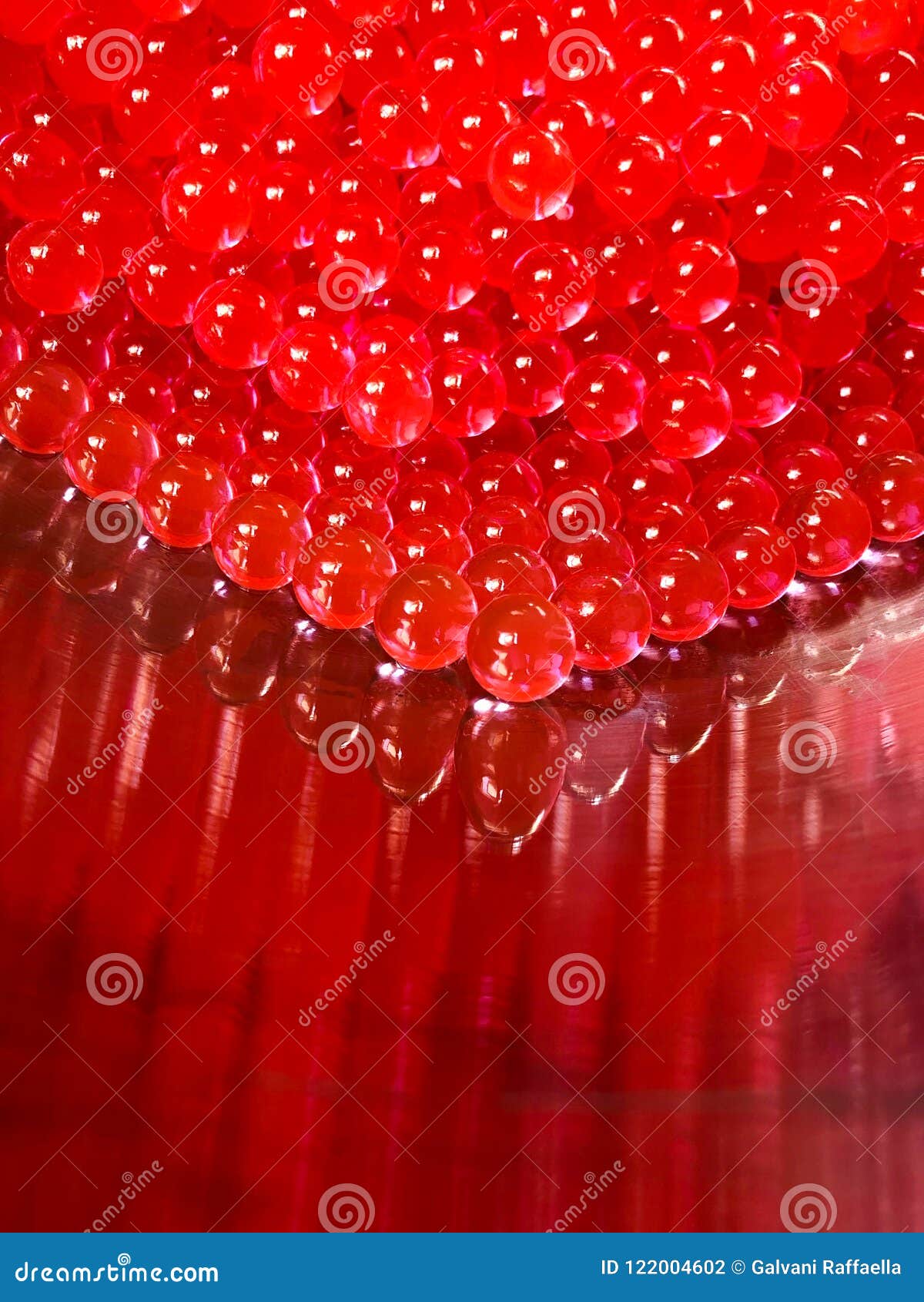 Group of Red Hydrogel Spheres and Reflections Stock Photo - Image of ...