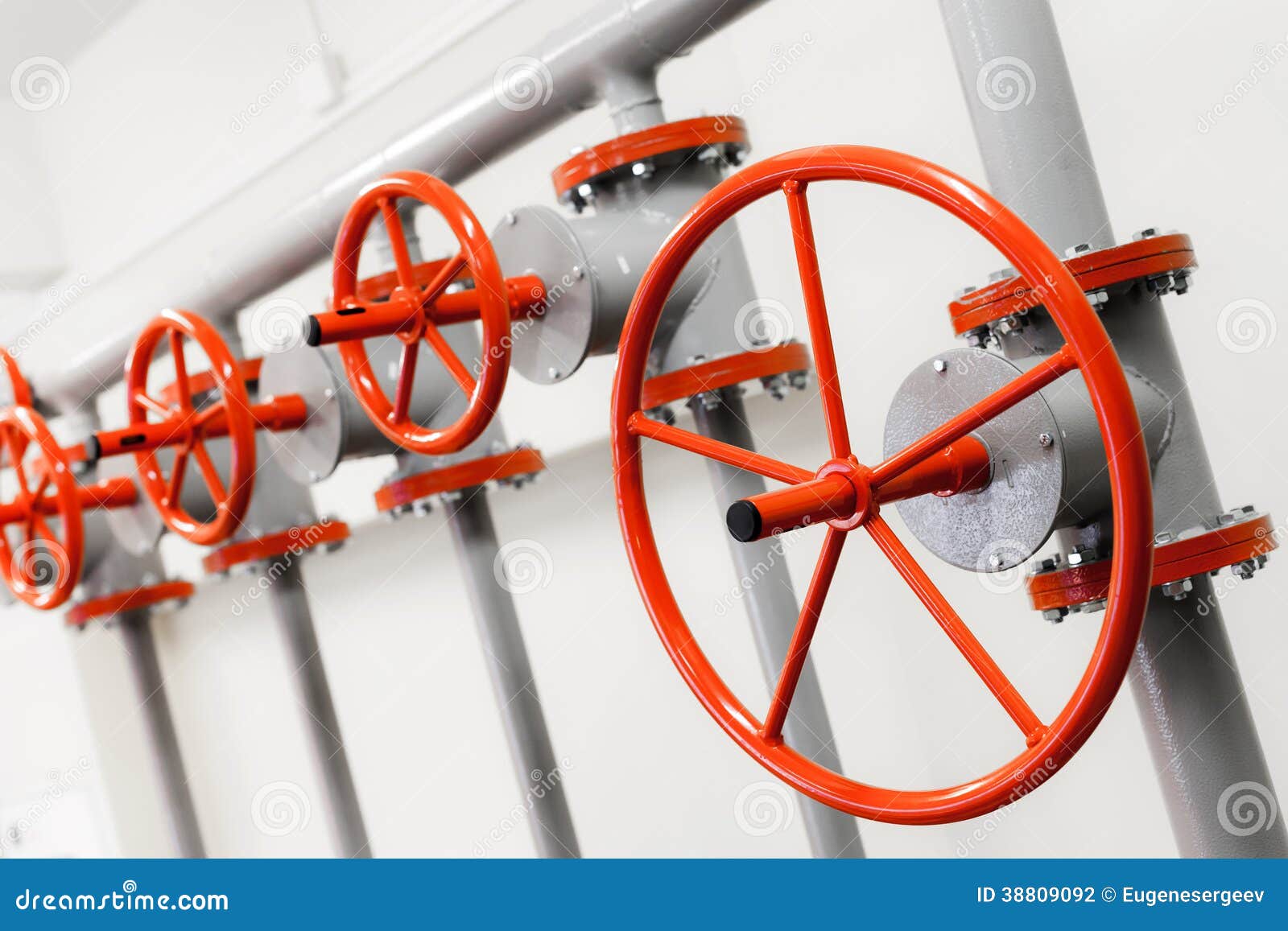 Group of Red Industrial Valves on Pipeline Stock Photo - Image of fuel ...