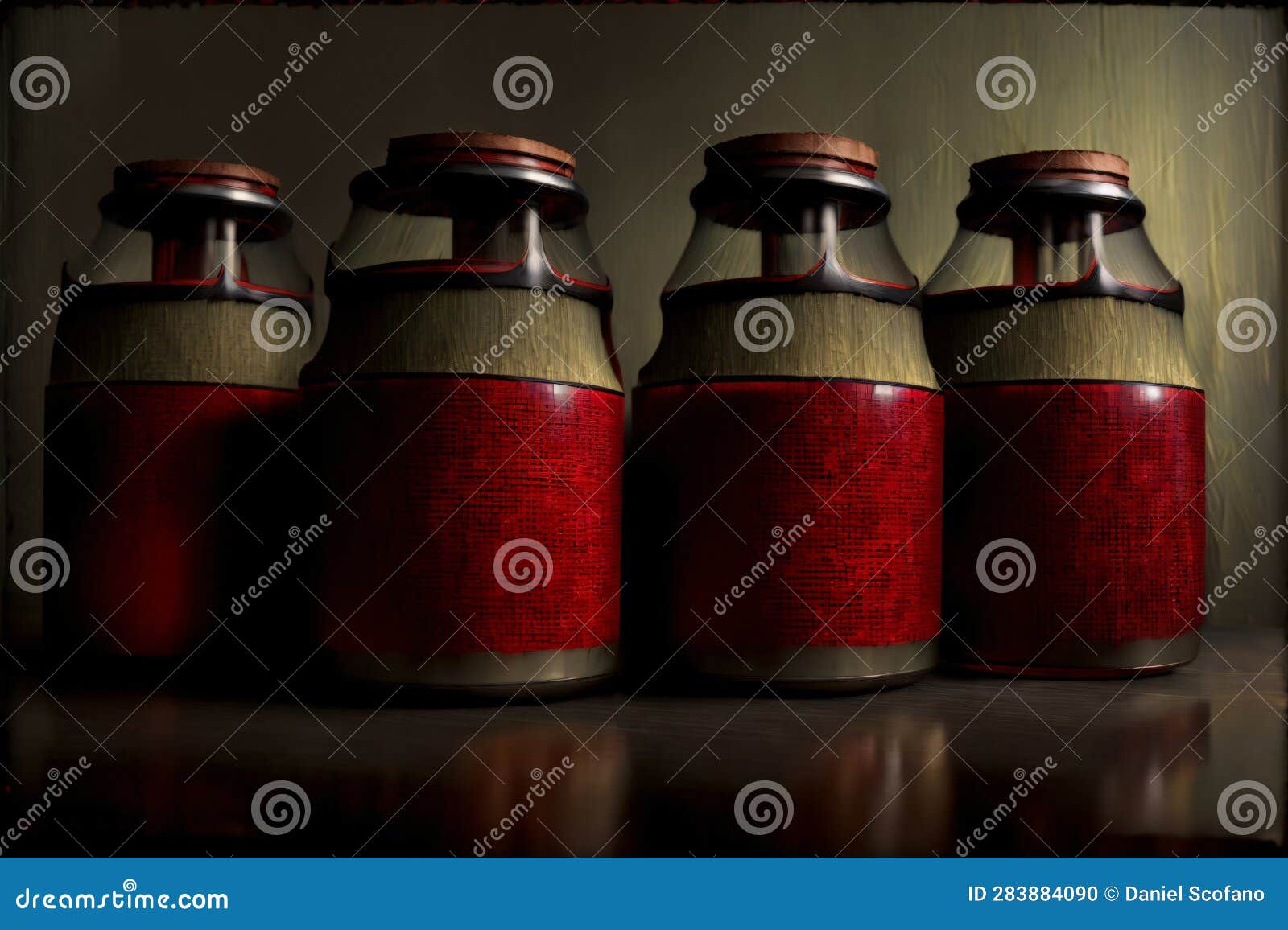 A Group of Red Jars Sitting on Top of a Table. Generative AI Stock ...