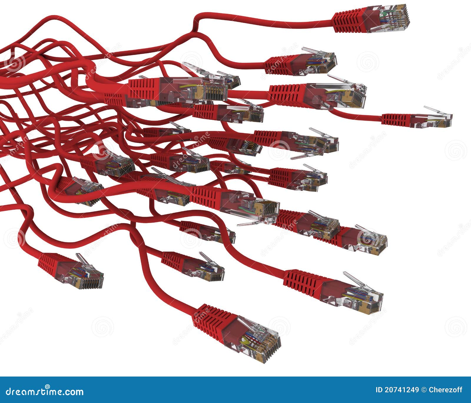 Group of red network cable stock illustration. Illustration of ...
