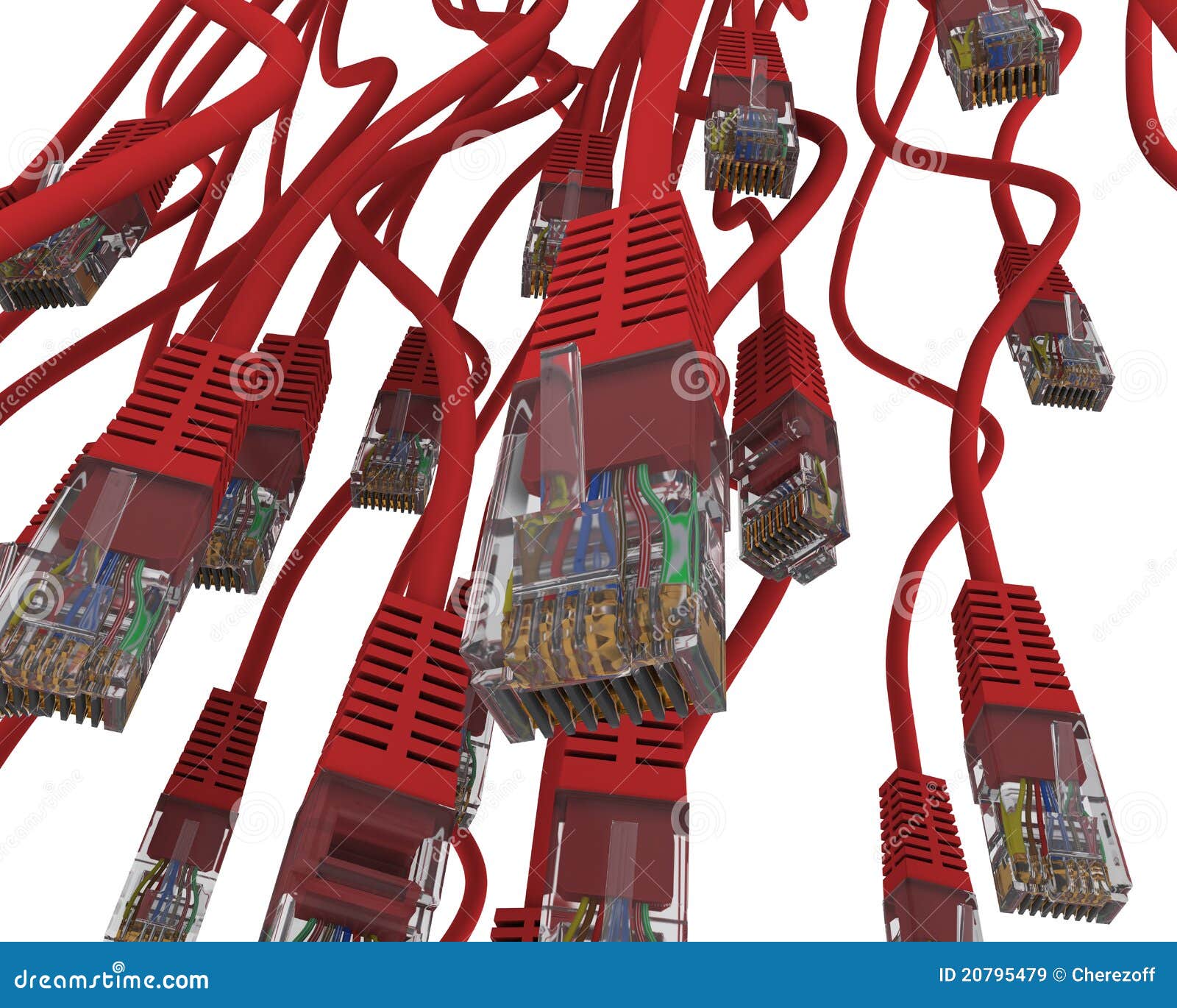 Group of red network cable stock illustration. Illustration of cord ...