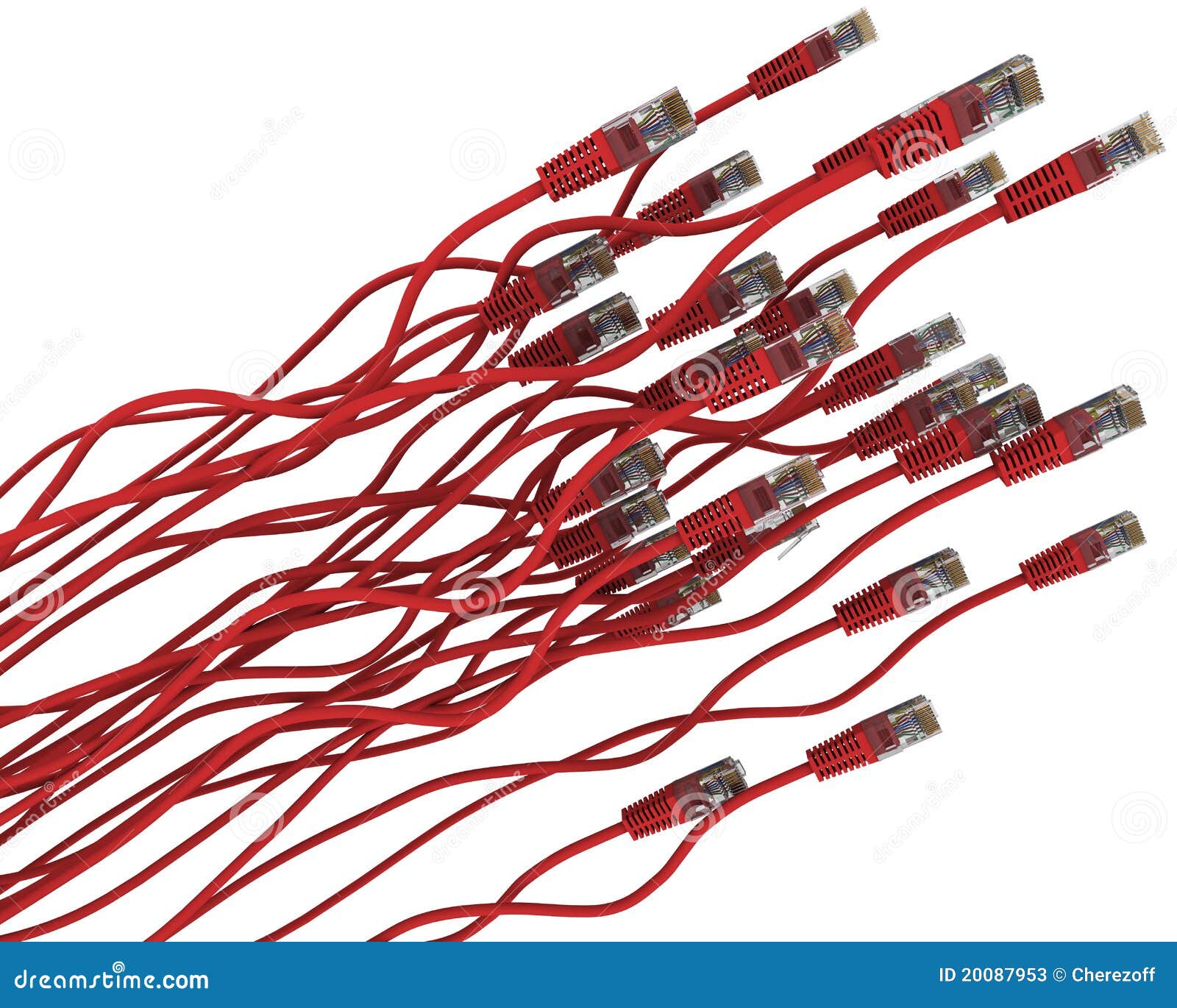 Group of Red Network Cable on White Background Stock Illustration ...