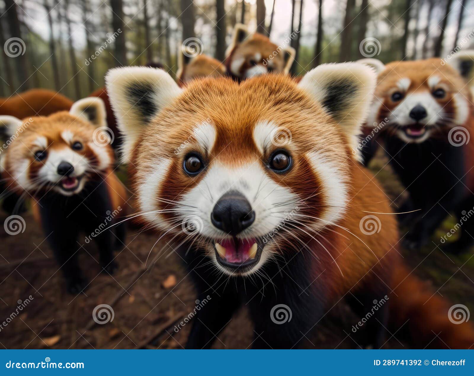 A group of red pandas stock photo. Image of exotic, stripe - 289741392