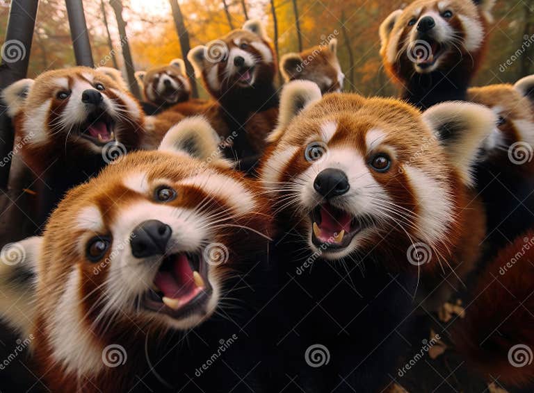 A group of red pandas stock photo. Image of mammal, stripe - 289759982