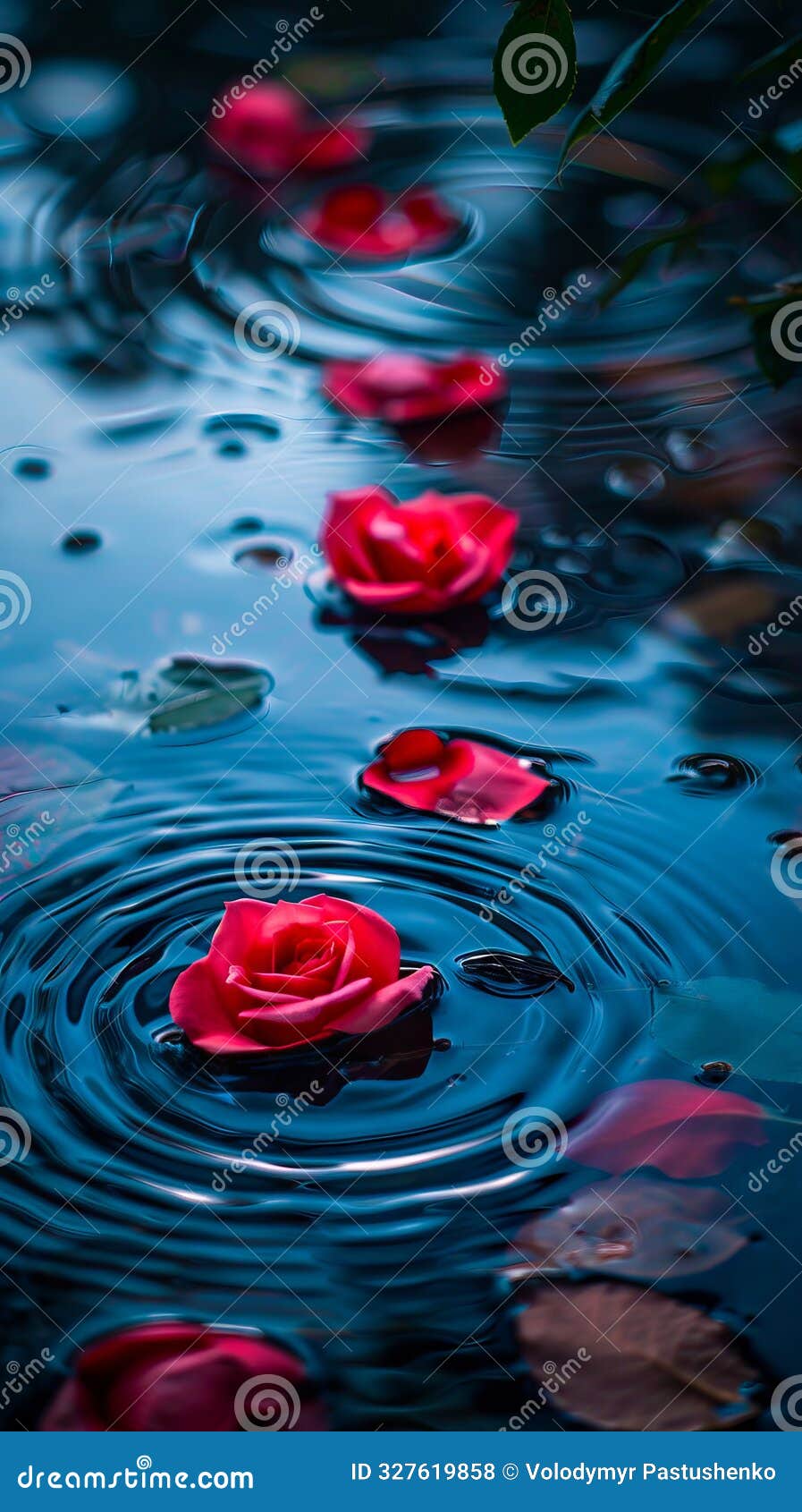 A Group of Red Roses in Water Stock Photo - Image of nature, fluid ...