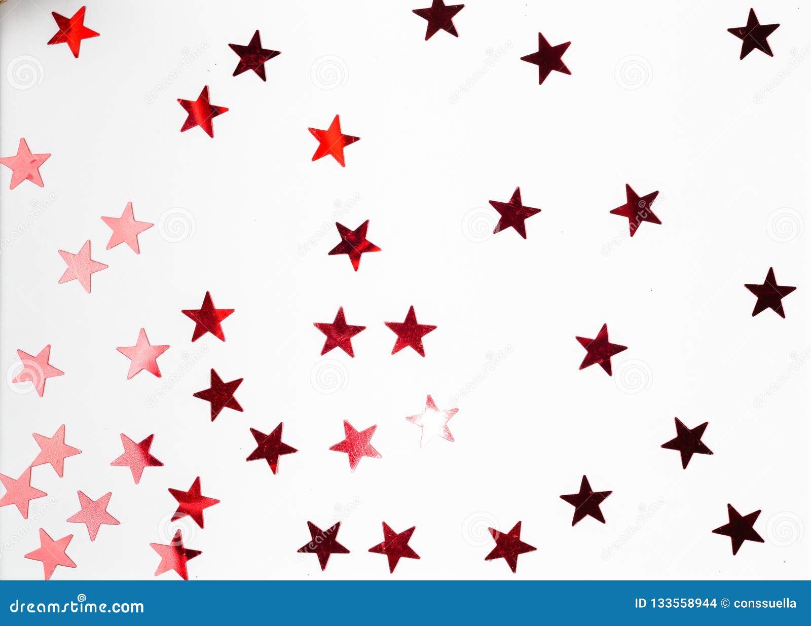 Group of Red Star Decoration Isolated on White Background Top View ...