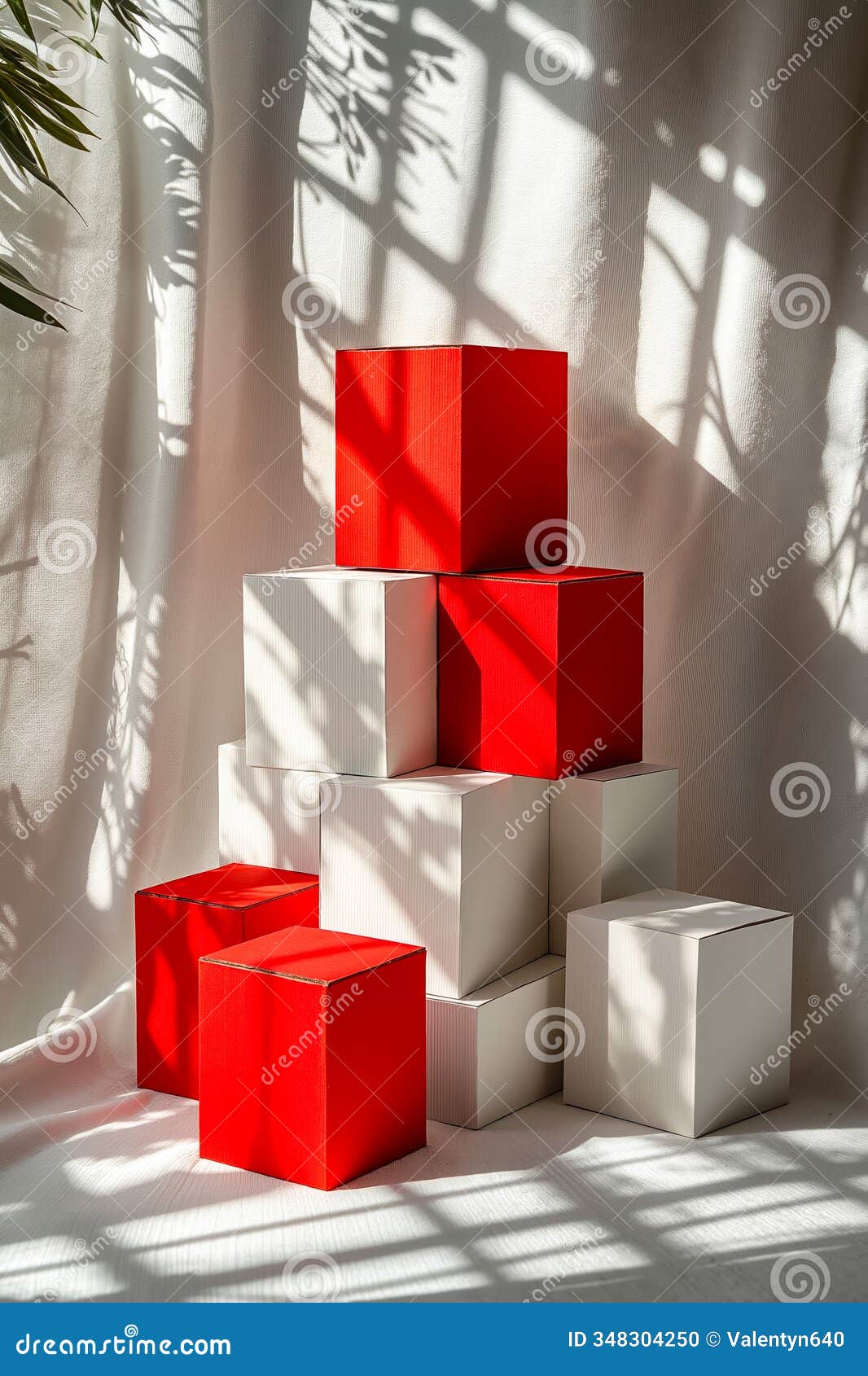 A Group of Red and White Boxes Sitting on Top of Each Other Stock Photo ...