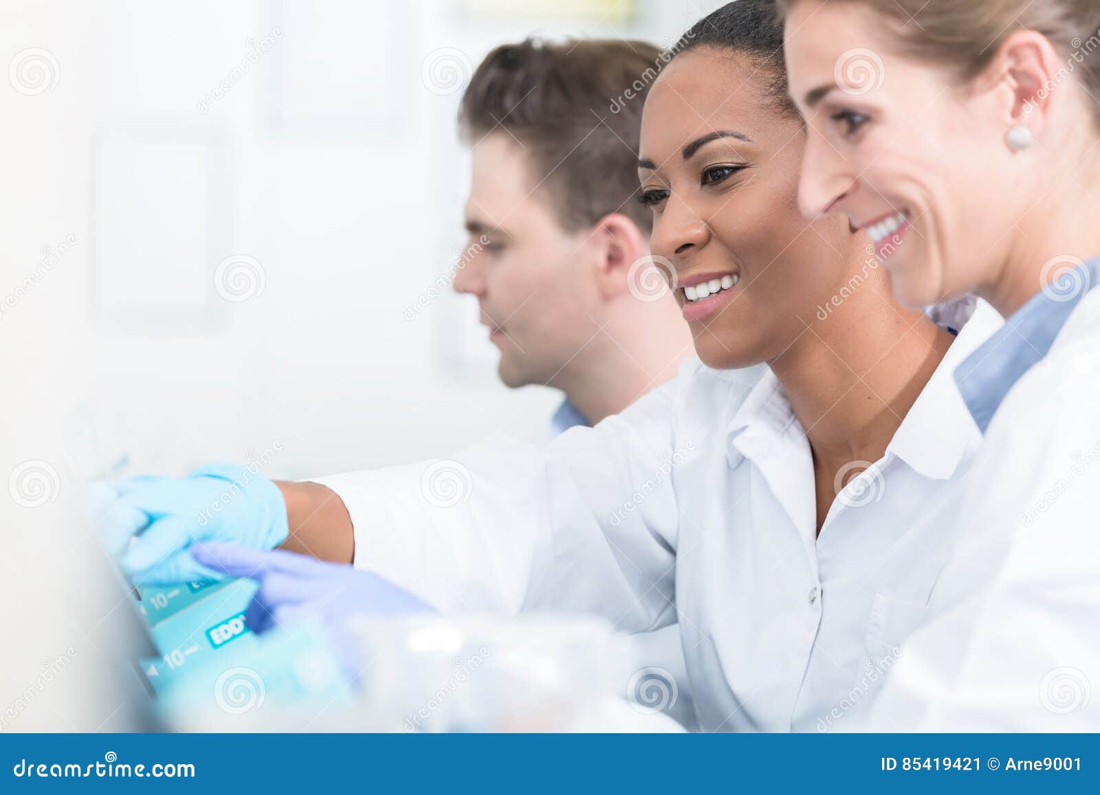 Group of Researchers during Work on Devices in Laboratory Stock Image ...
