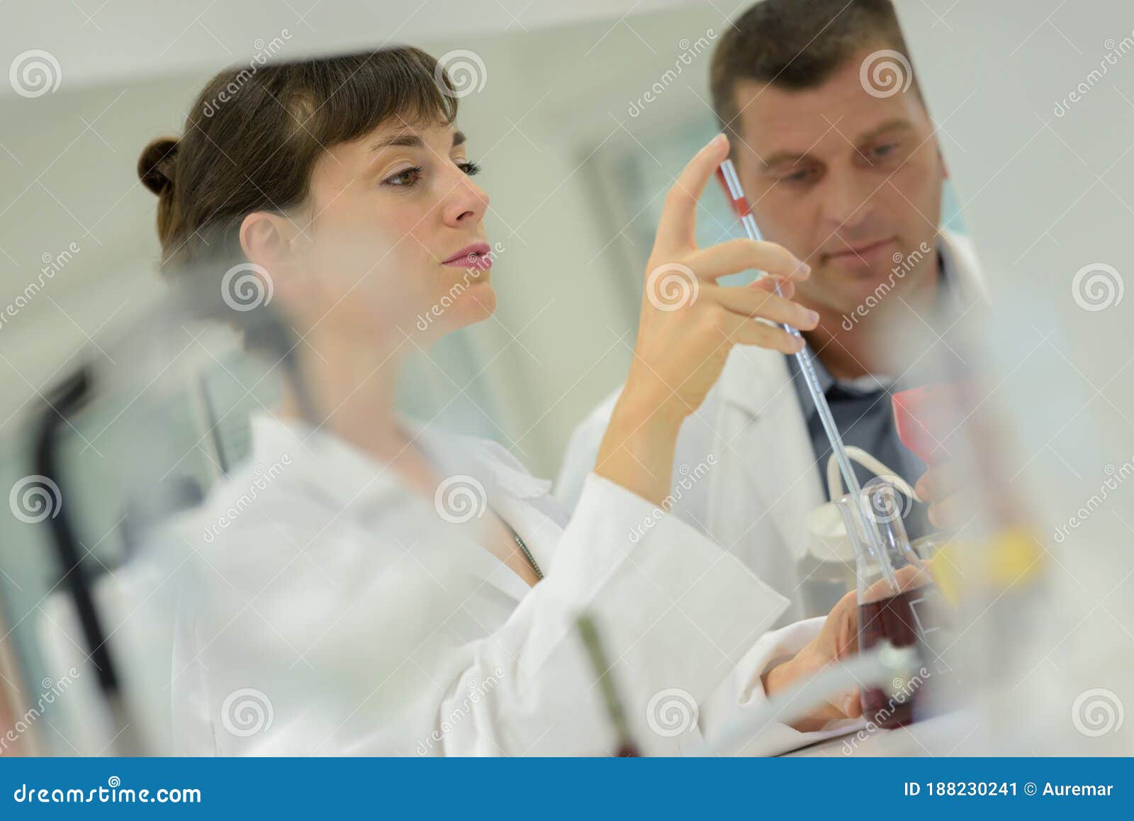 Group Researchers during Work in Laboratory Stock Image - Image of ...