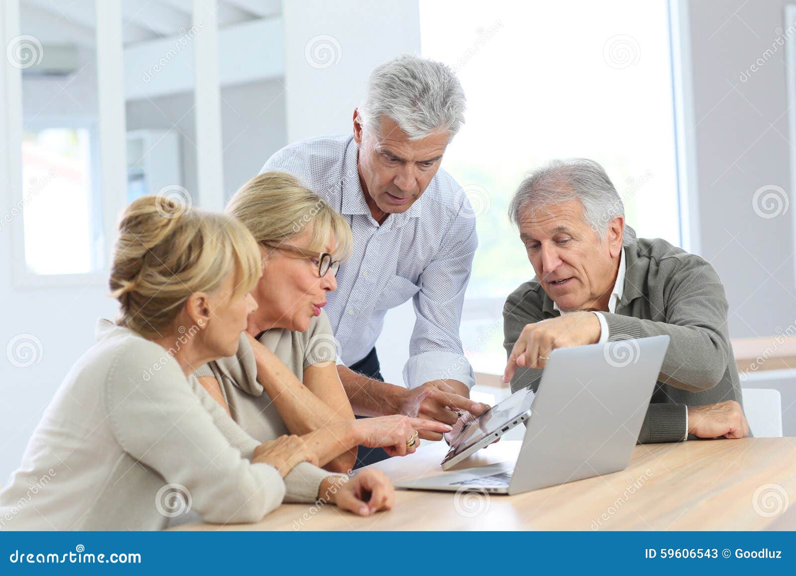 Group of Retired People Using Electronical Devices Stock Image - Image ...