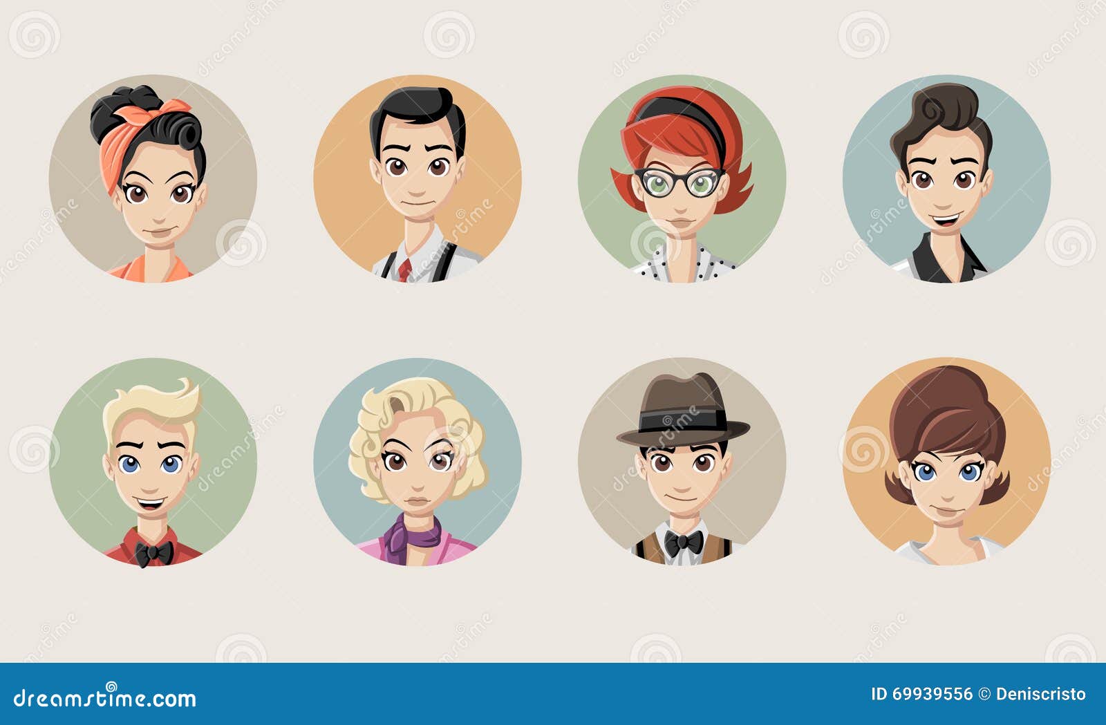 Group of retro people stock vector. Illustration of handsome - 69939556