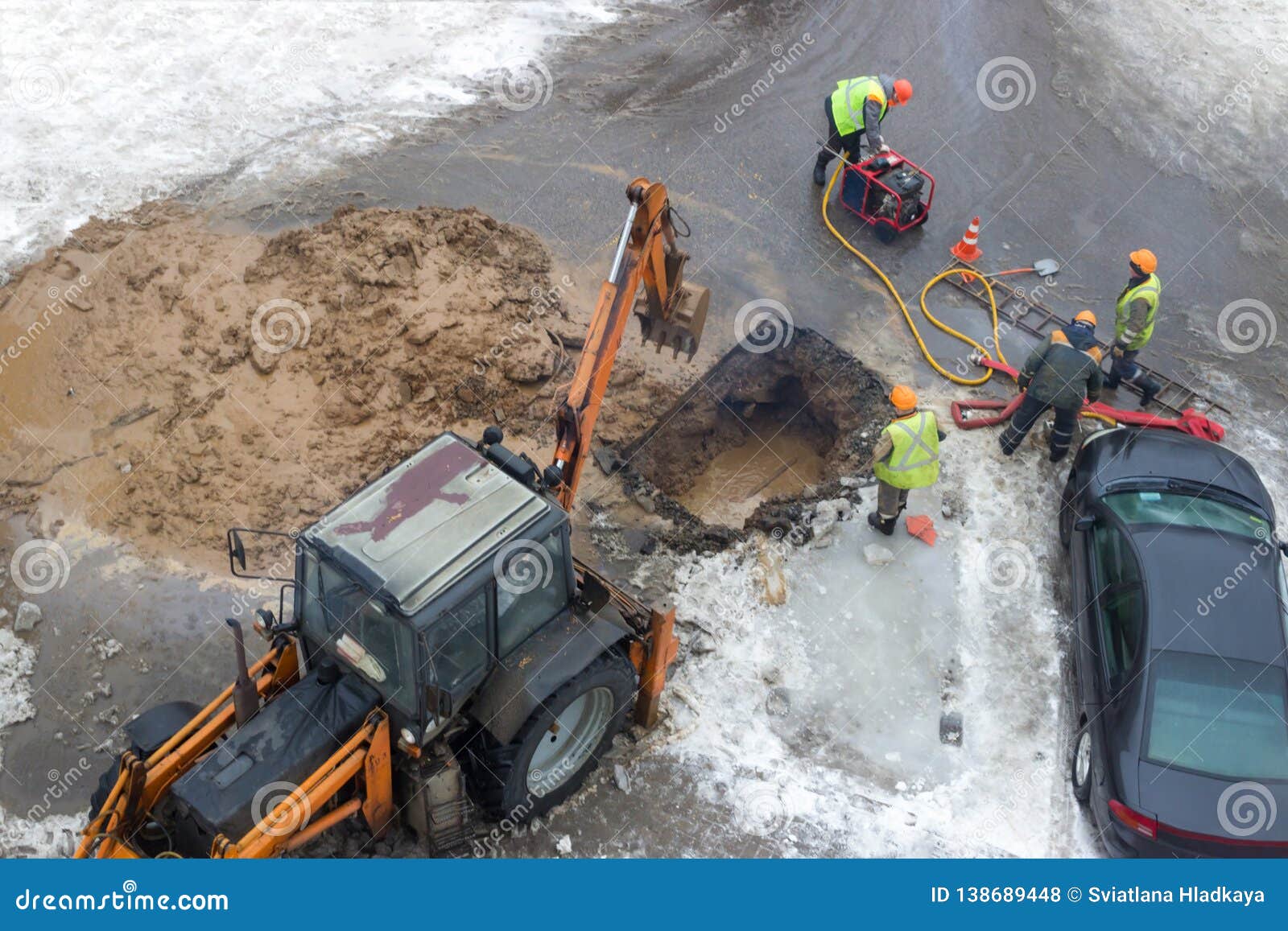 A Group of Road Workers from Public Utilities in Reflective Special ...