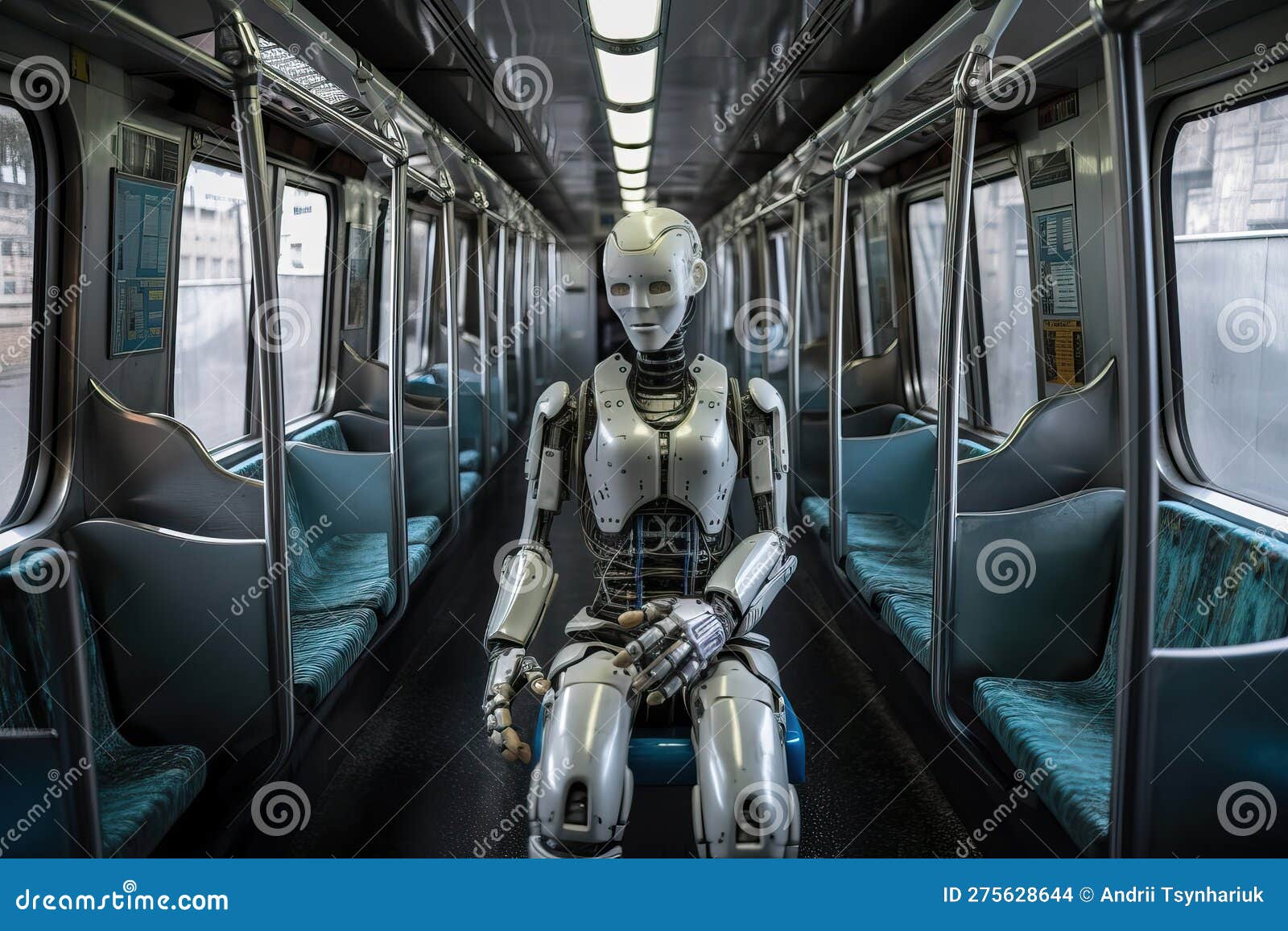 A Group of Robots with Artificial Intelligence are Traveling in a ...