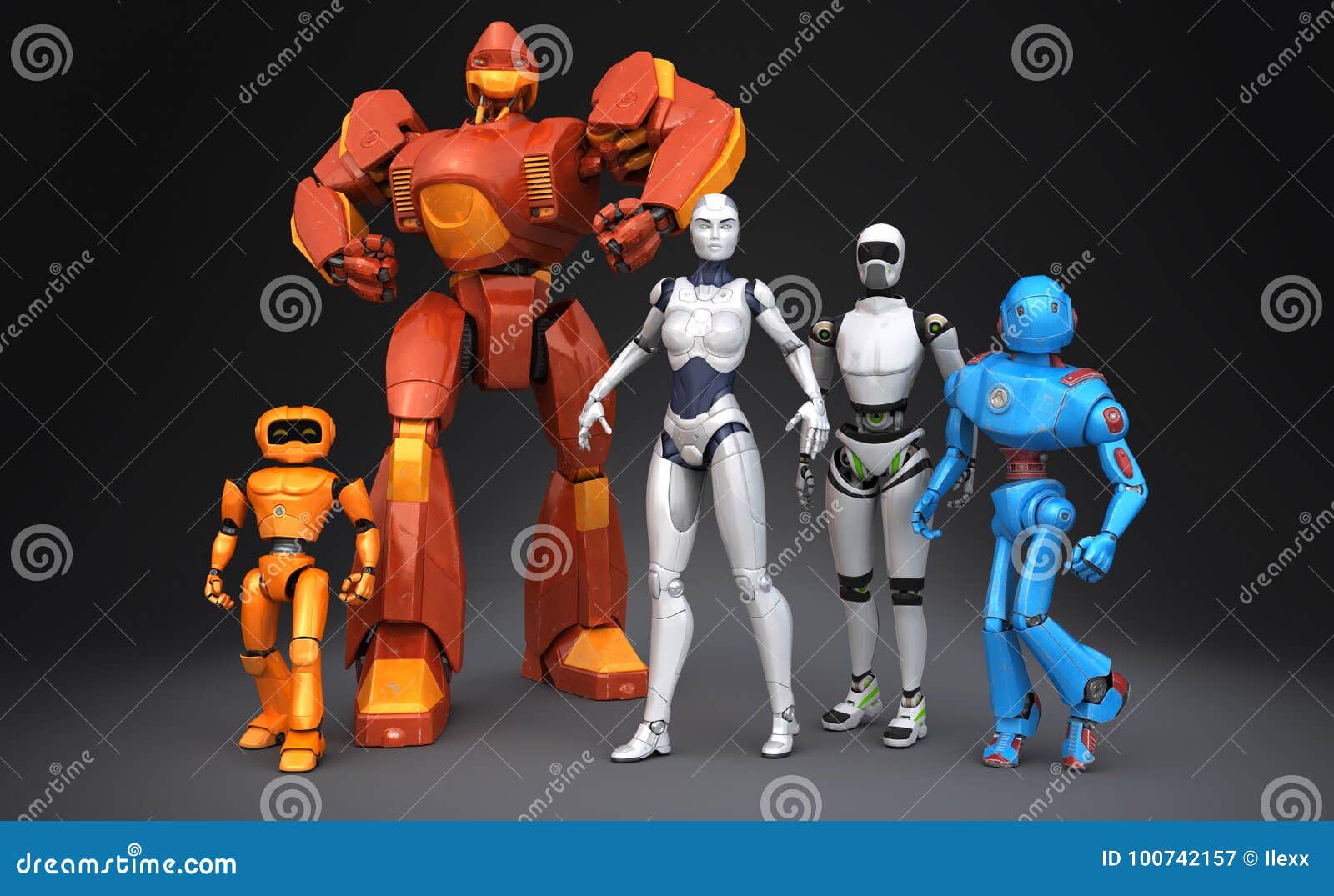 Group of robots stock illustration. Illustration of group - 100742157