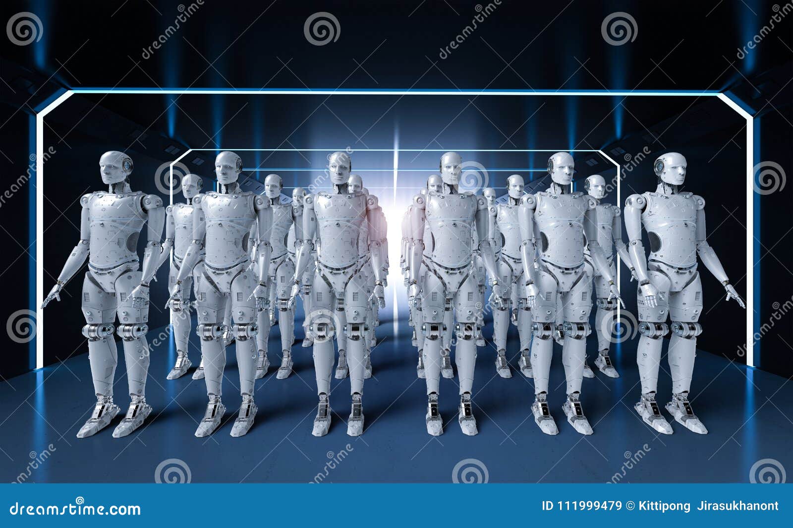 Group of robots stock illustration. Illustration of technology - 111999479