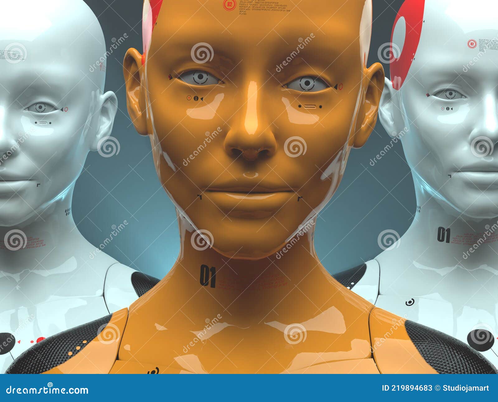 A Group of Robots in a Female Form, Stock Illustration - Illustration ...