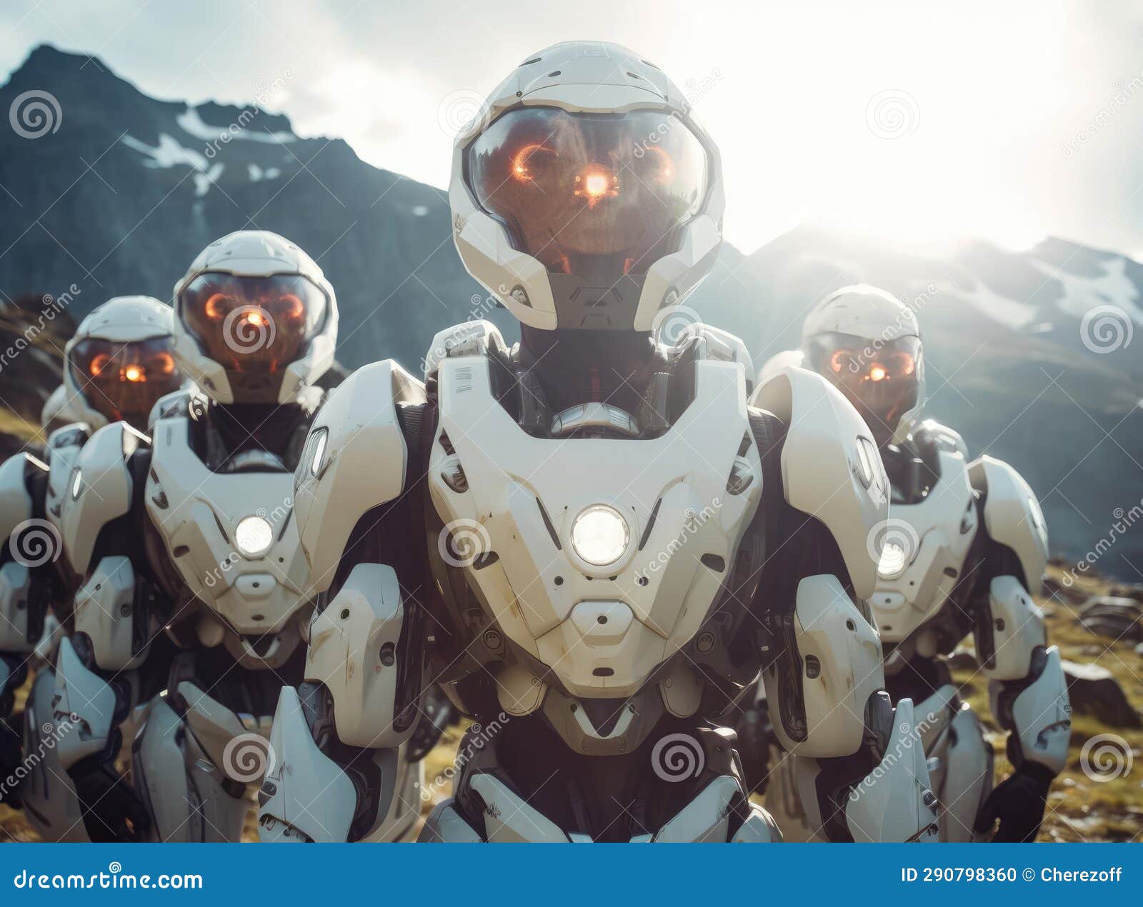 A group of robots stock photo. Image of team, army, factory - 290798360