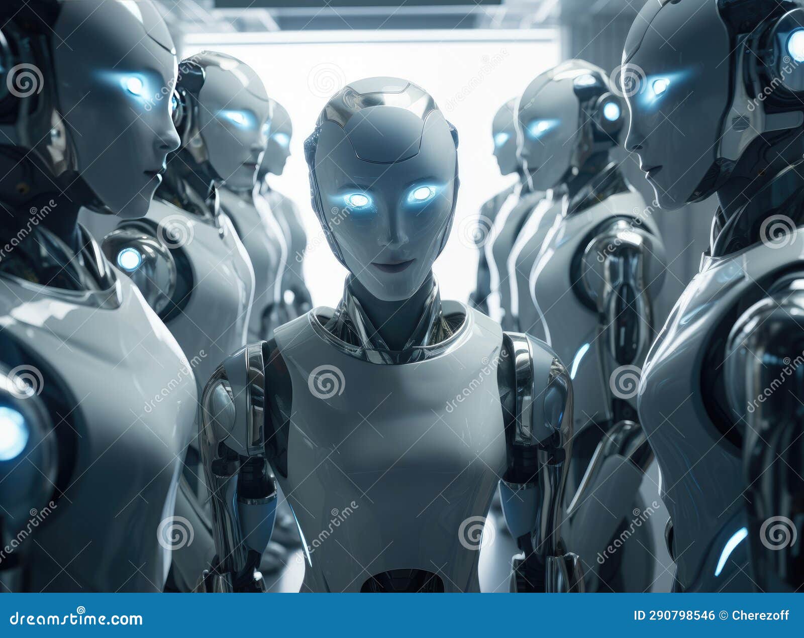 A group of robots stock photo. Image of humanoid, assistant - 290798546