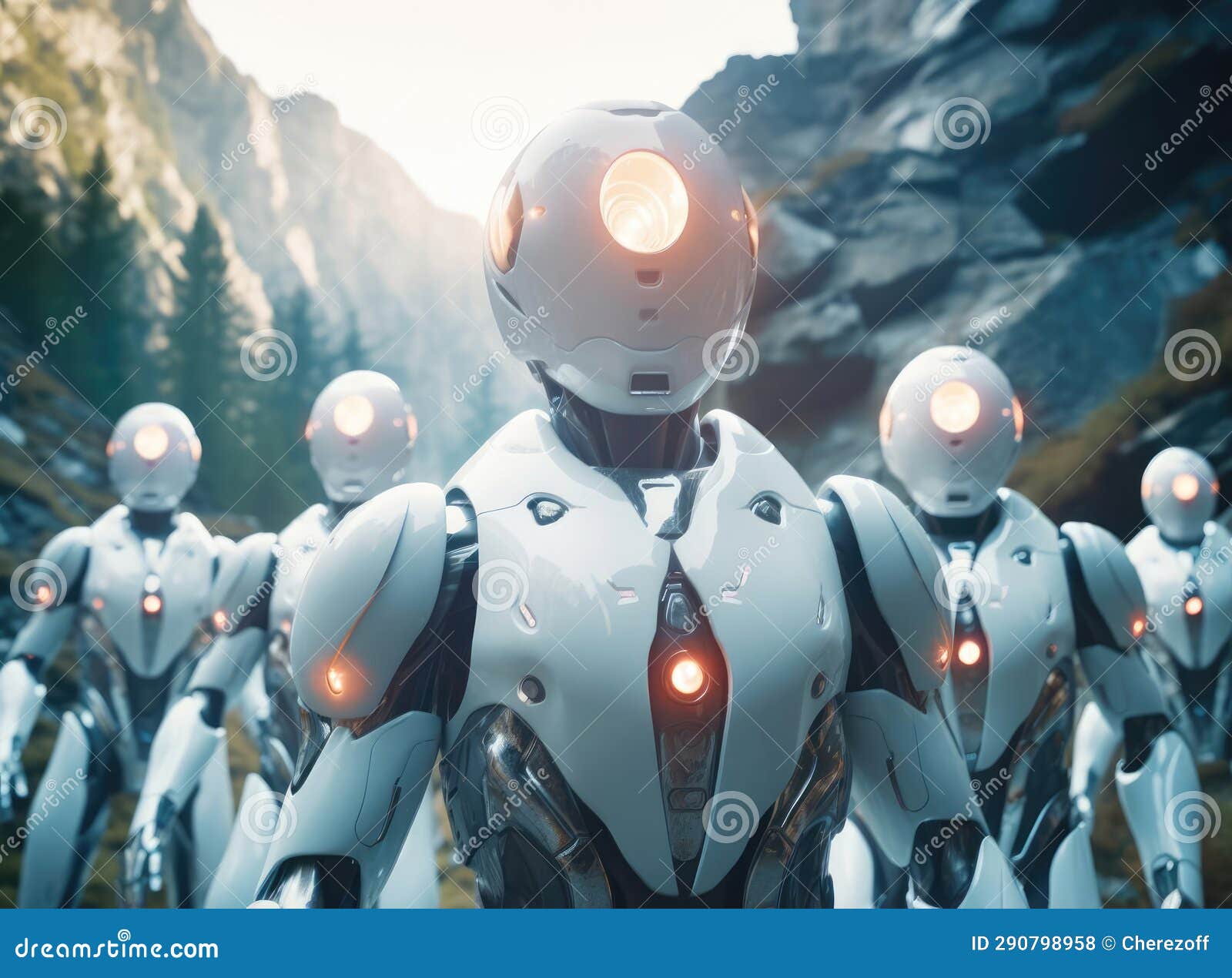 A group of robots stock photo. Image of cute, engineering - 290798958