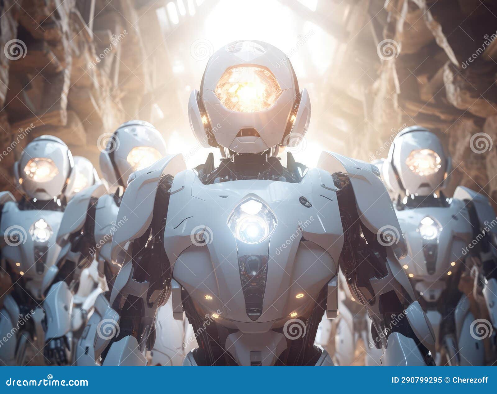 A group of robots stock image. Image of humanoid, team - 290799295