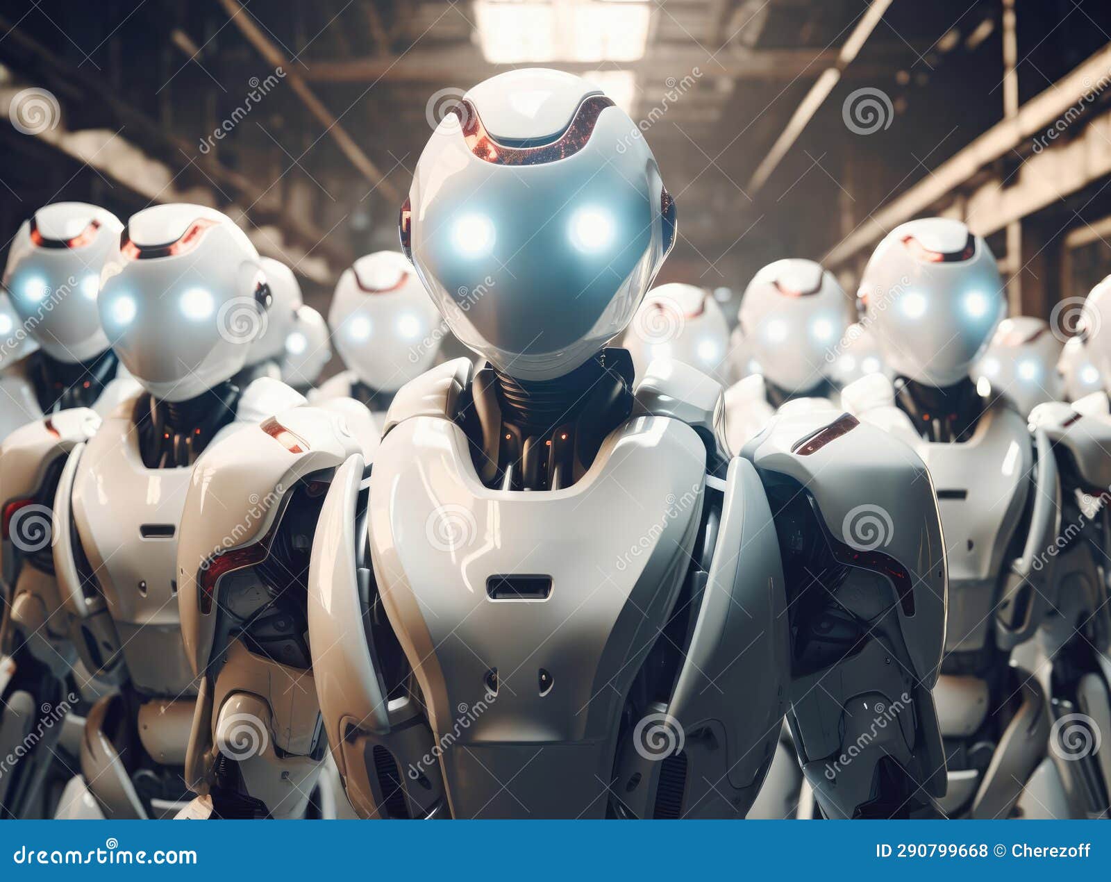 A group of robots stock photo. Image of army, futuristic - 290799668