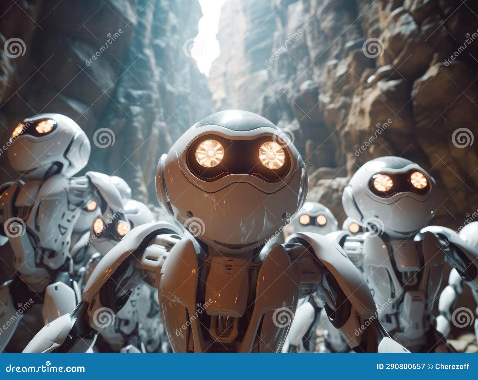 A group of robots stock image. Image of manufacturing - 290800657