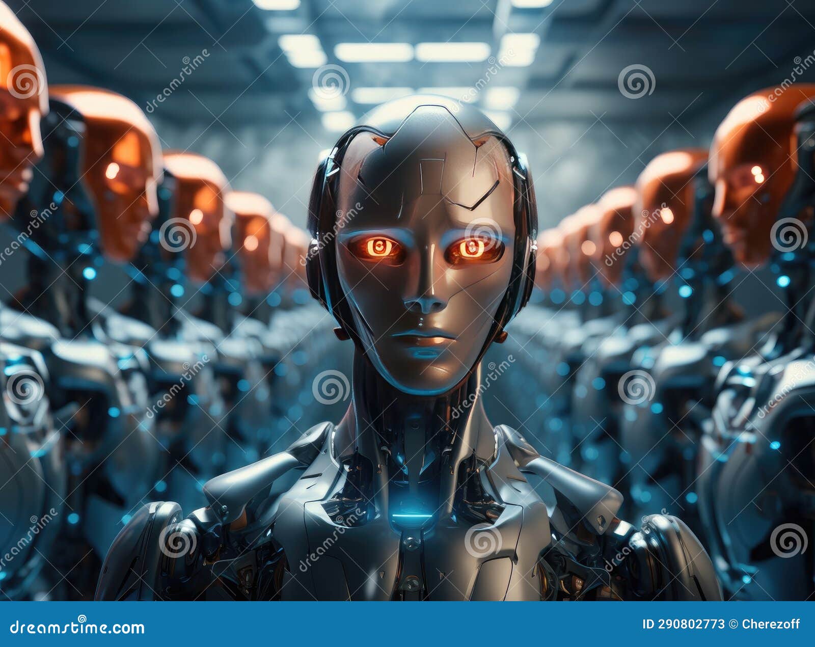 A group of robots stock image. Image of team, leader - 290802773