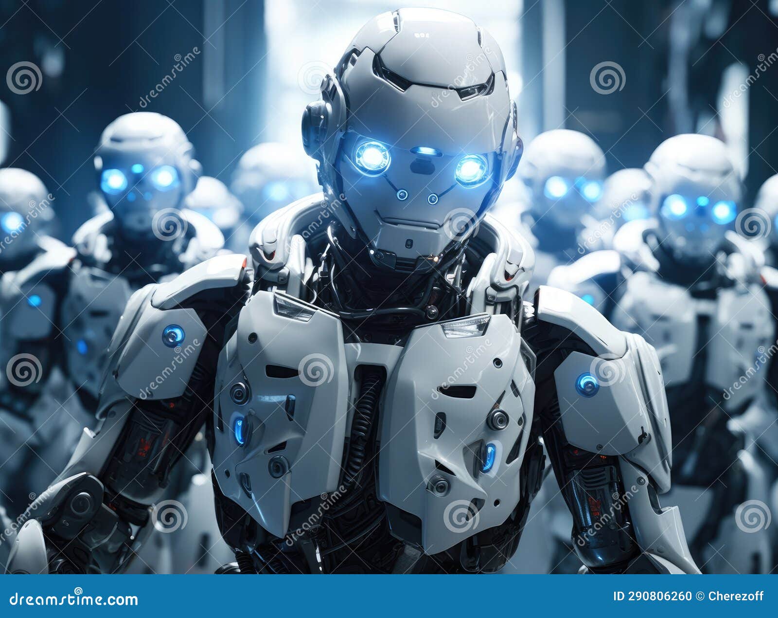 A group of robots stock photo. Image of future, plant - 290806260
