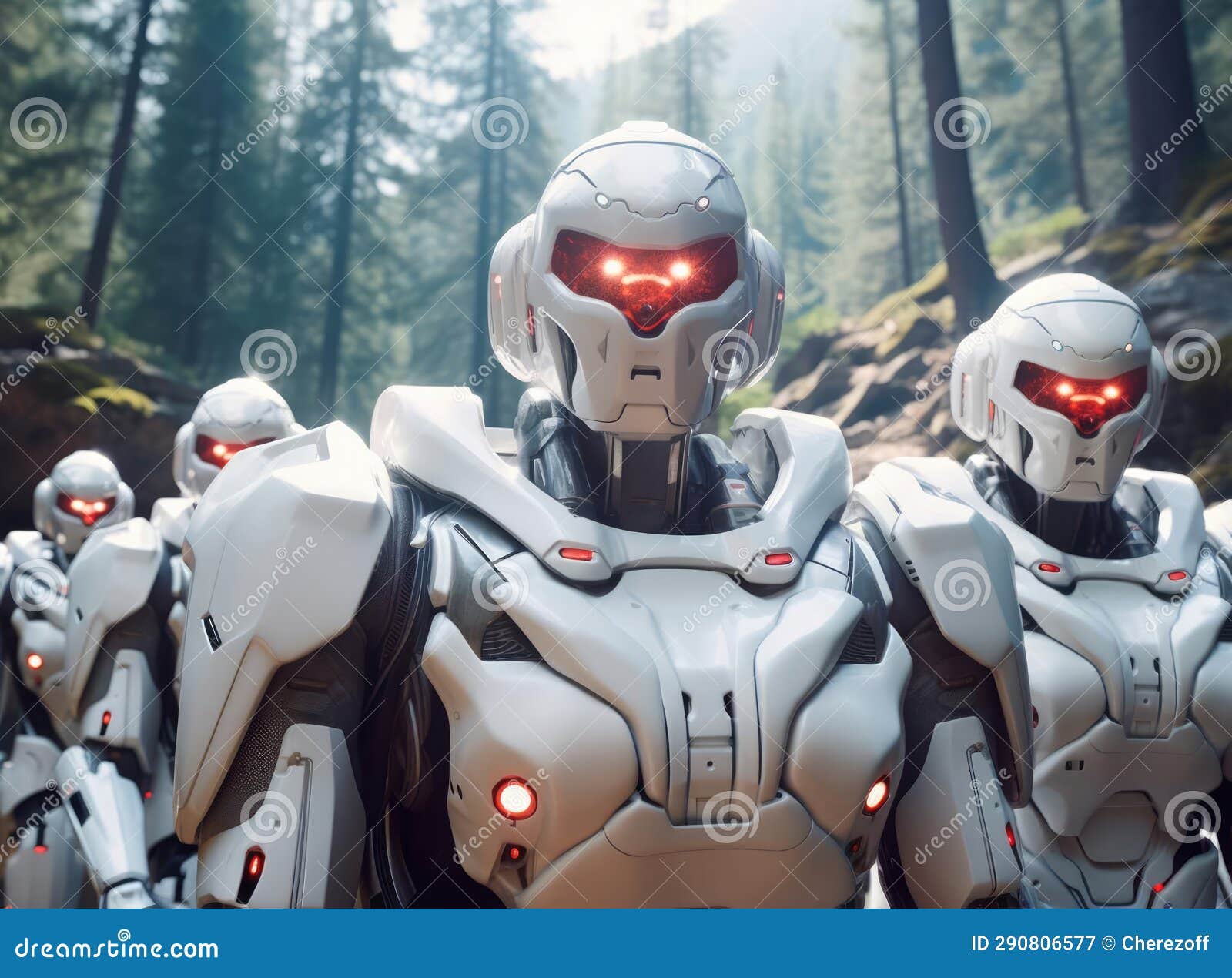 A group of robots stock image. Image of cybernetic, team - 290806577