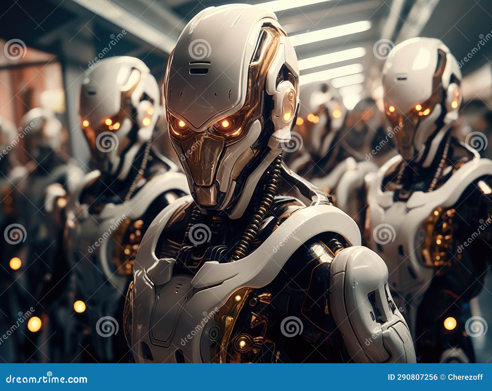 A group of robots stock photo. Image of cyborg, technology - 290807256
