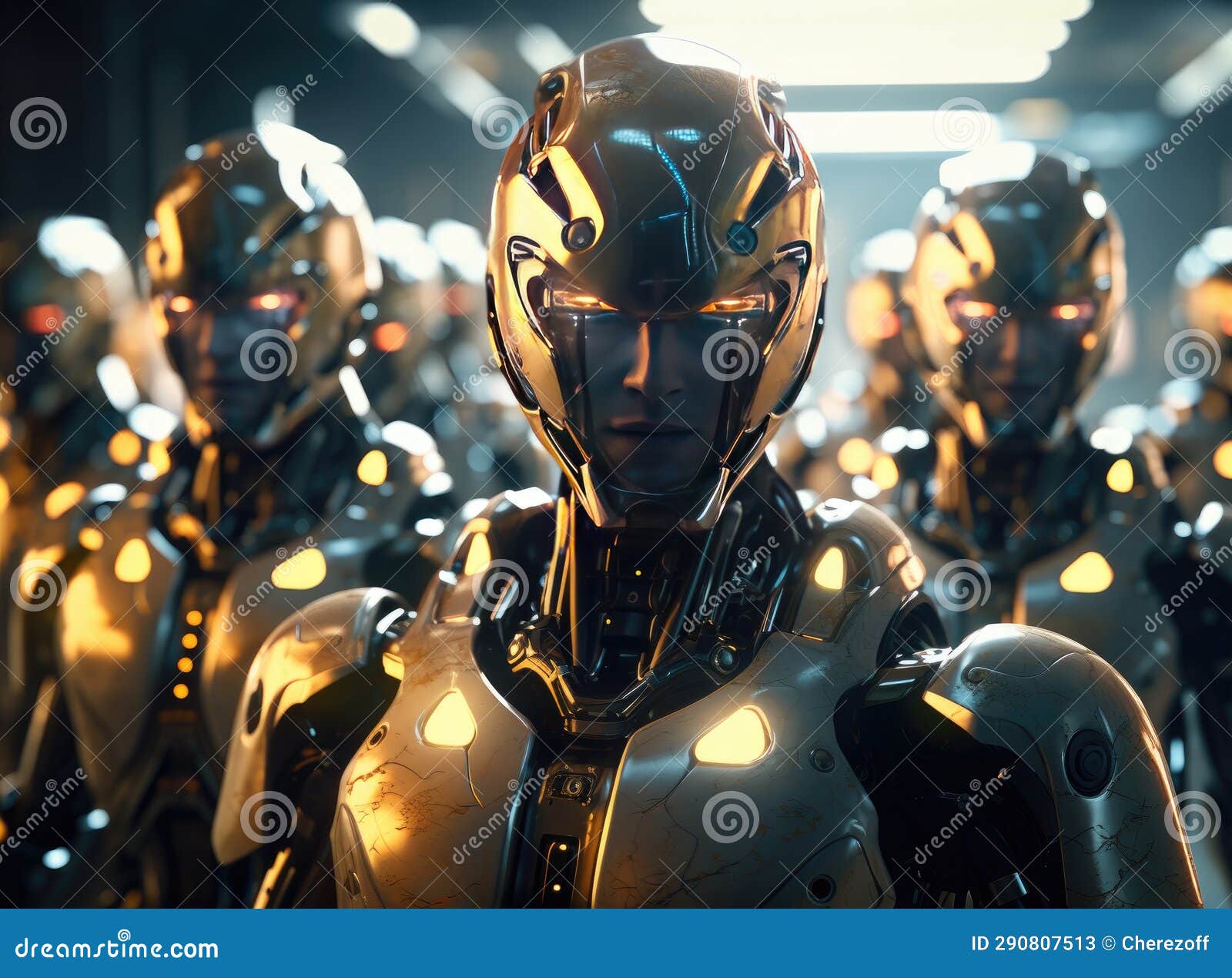 A group of robots stock image. Image of manufacturing - 290807513