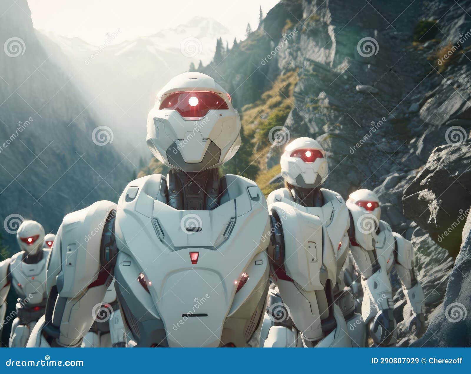 A group of robots stock image. Image of engineering - 290807929