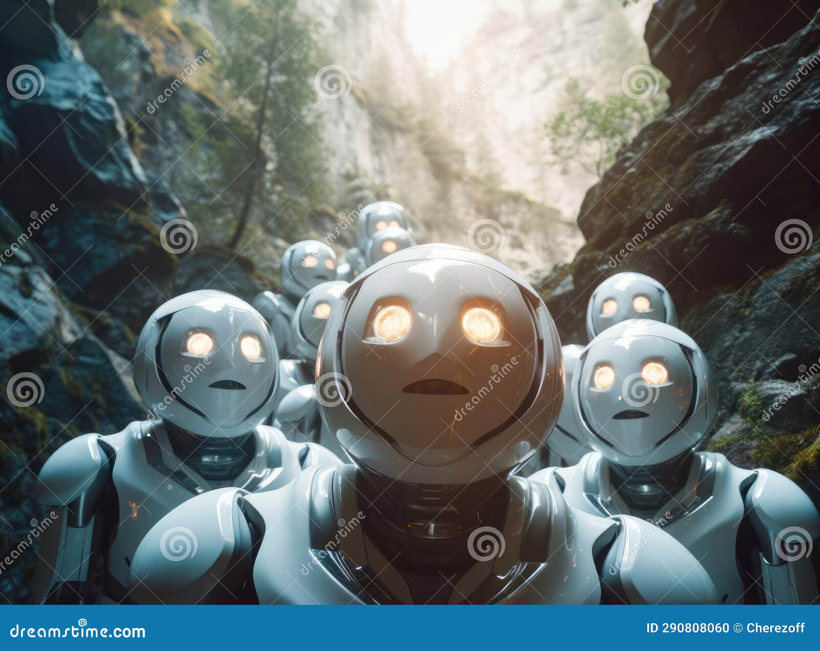 A group of robots stock photo. Image of humanoid, industry - 290808060