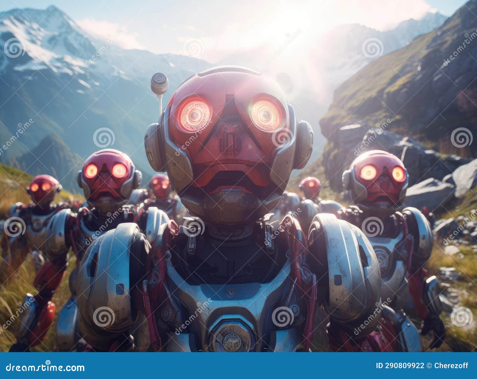 A group of robots stock photo. Image of modern, background - 290809922