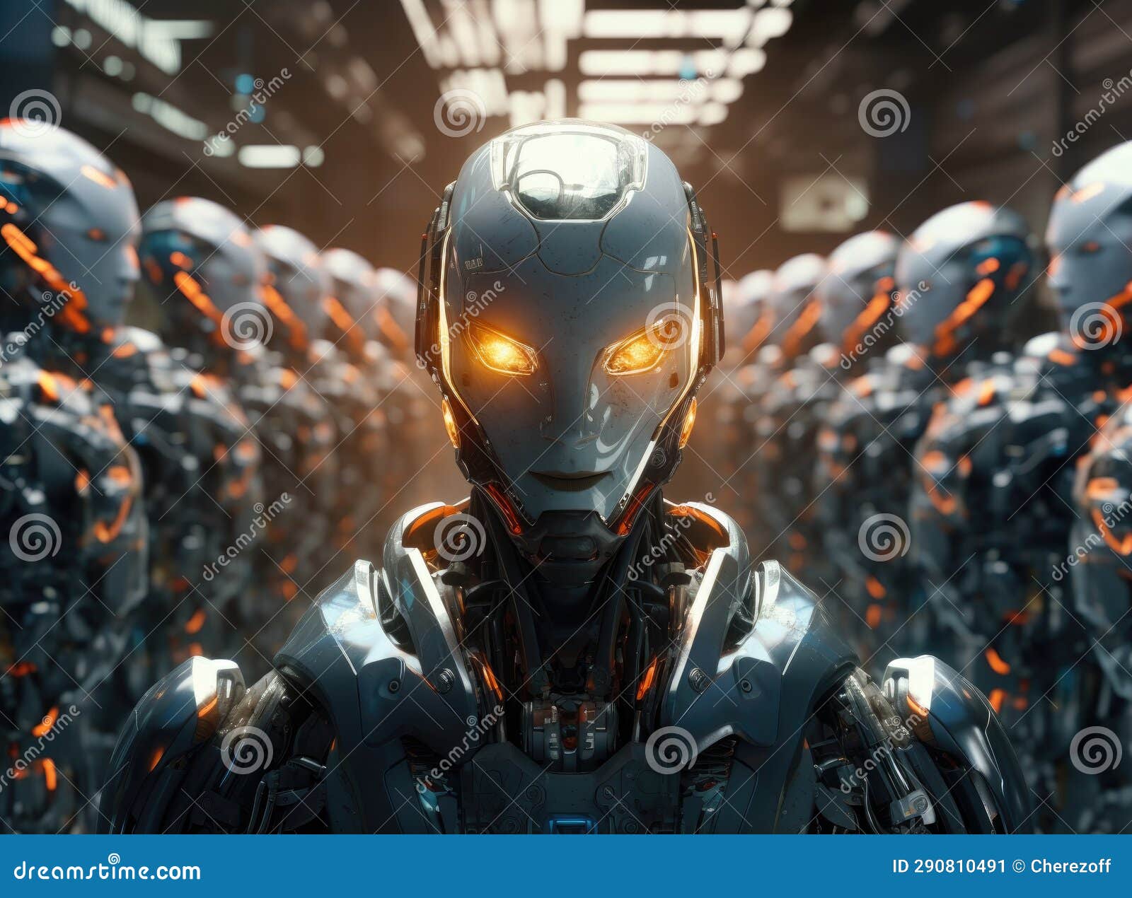 A group of robots stock image. Image of factory, background - 290810491