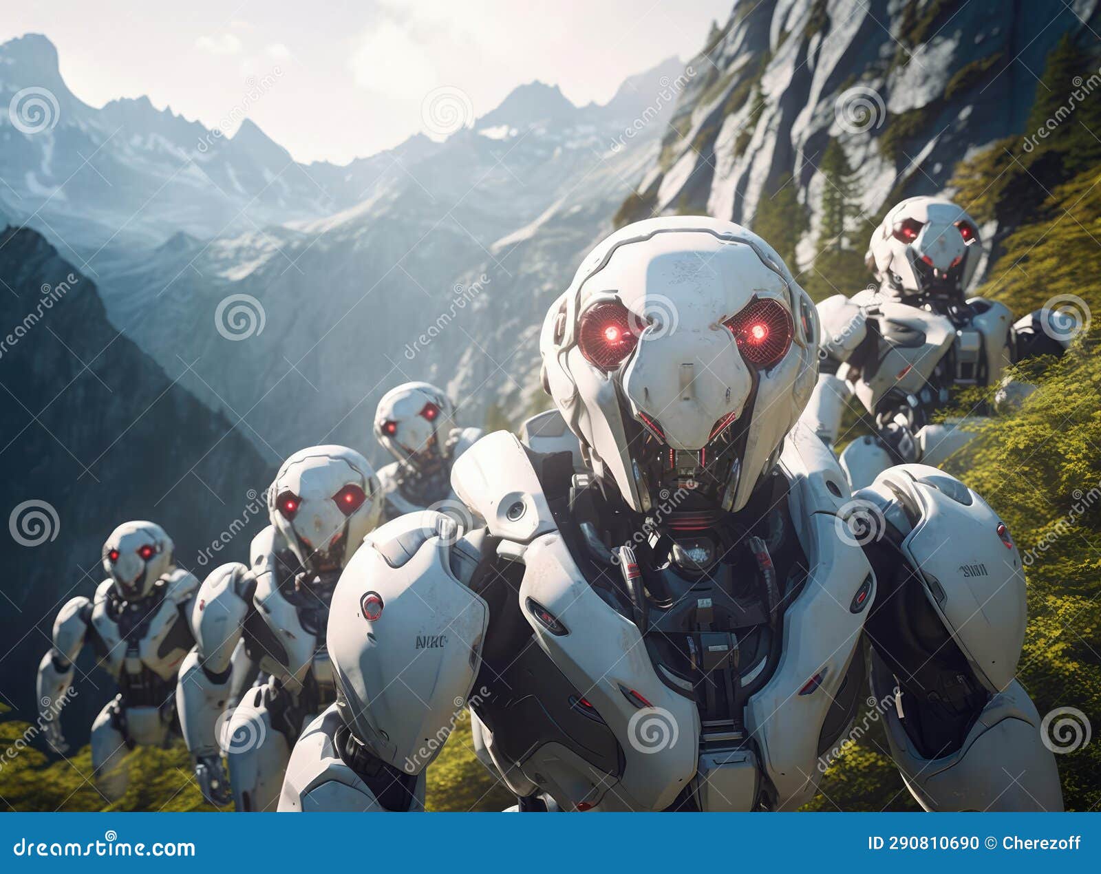 A group of robots stock photo. Image of manufacturing - 290810690