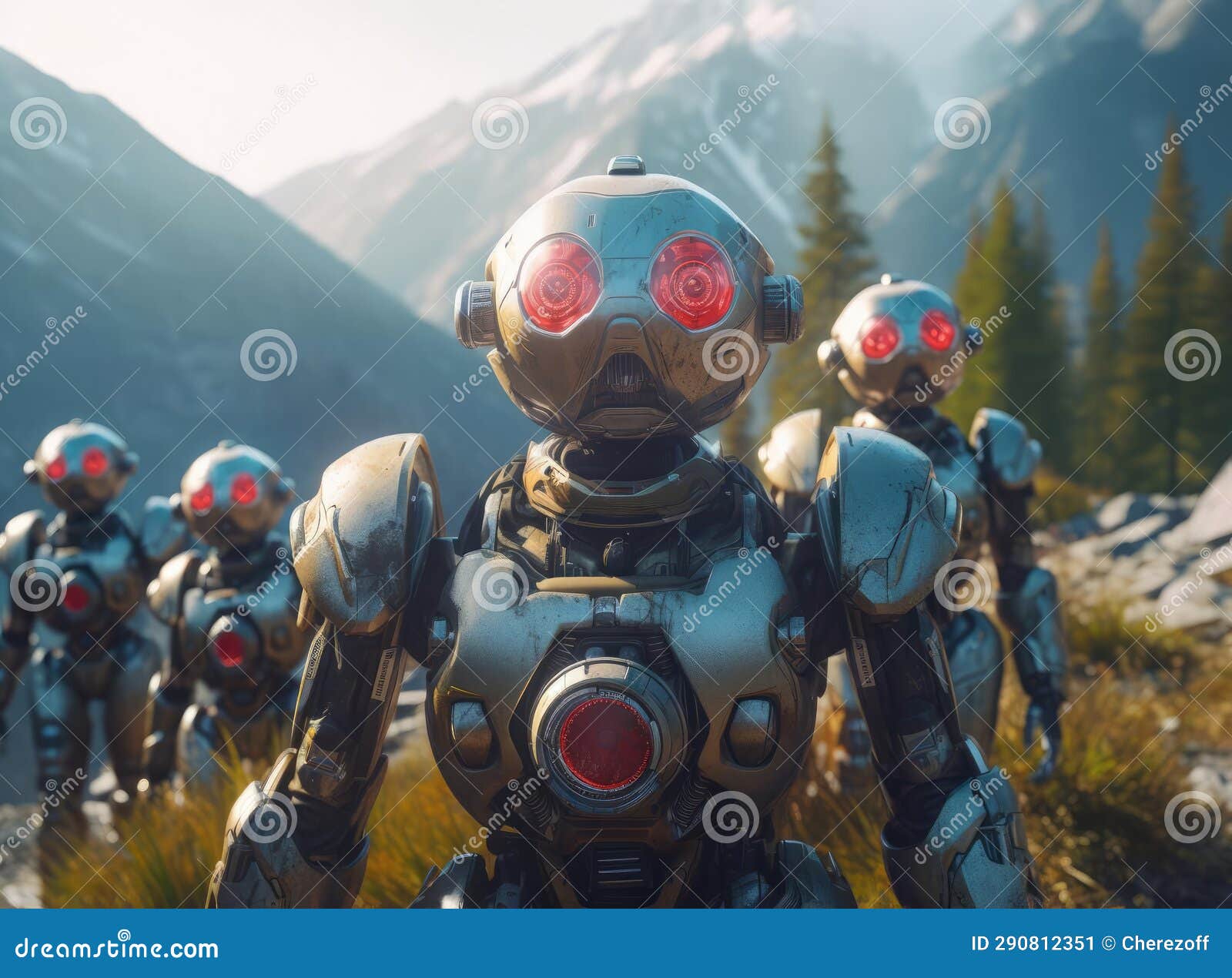 A group of robots stock image. Image of factory, team - 290812351