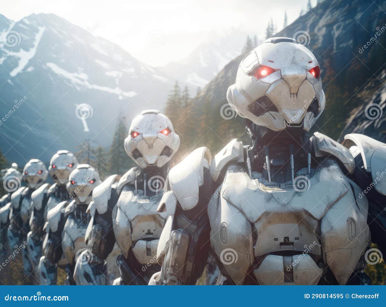 A group of robots stock image. Image of cyborg, future - 290814595