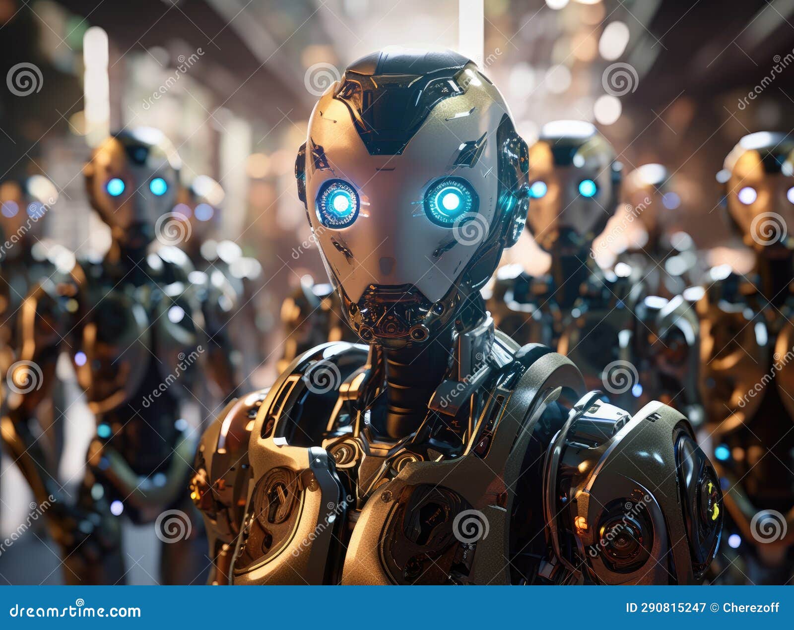 A group of robots stock image. Image of factory, manufacturing - 290815247