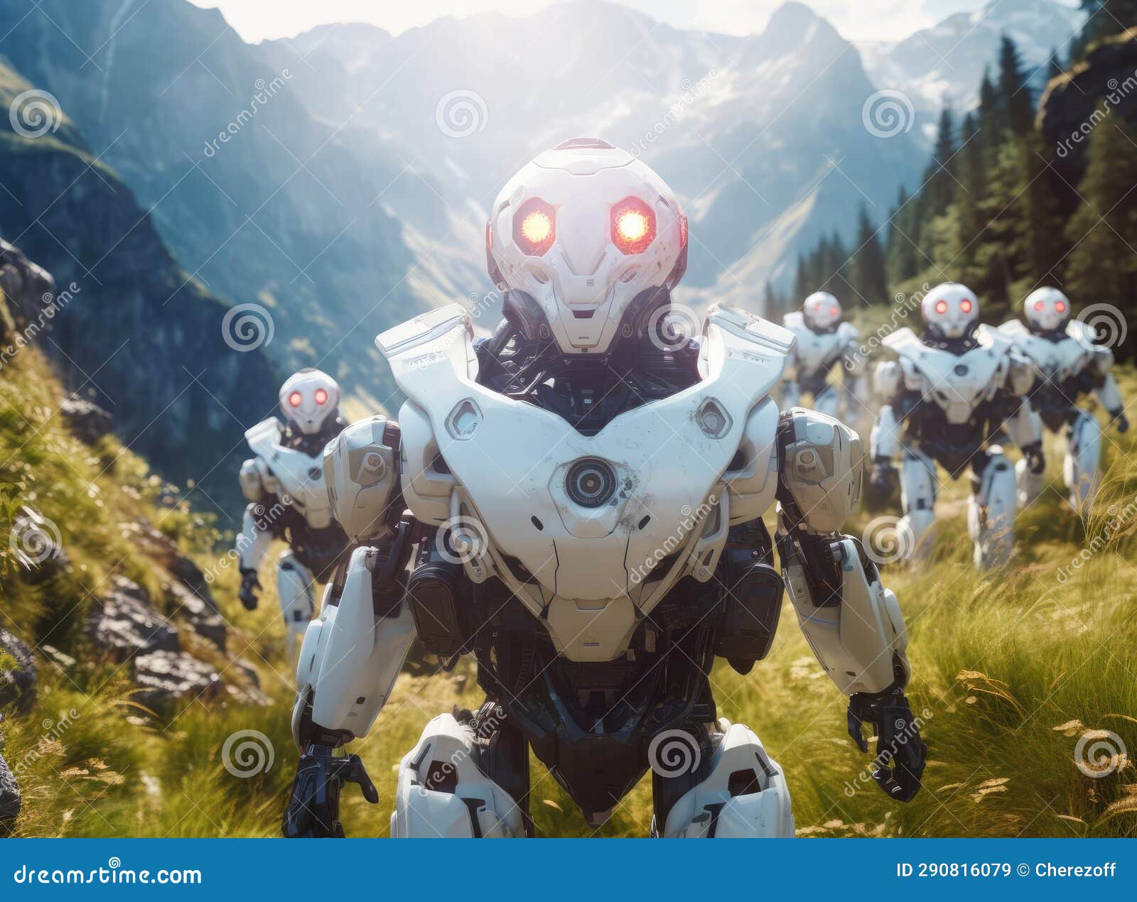 A group of robots stock image. Image of technology, cybernetic - 290816079