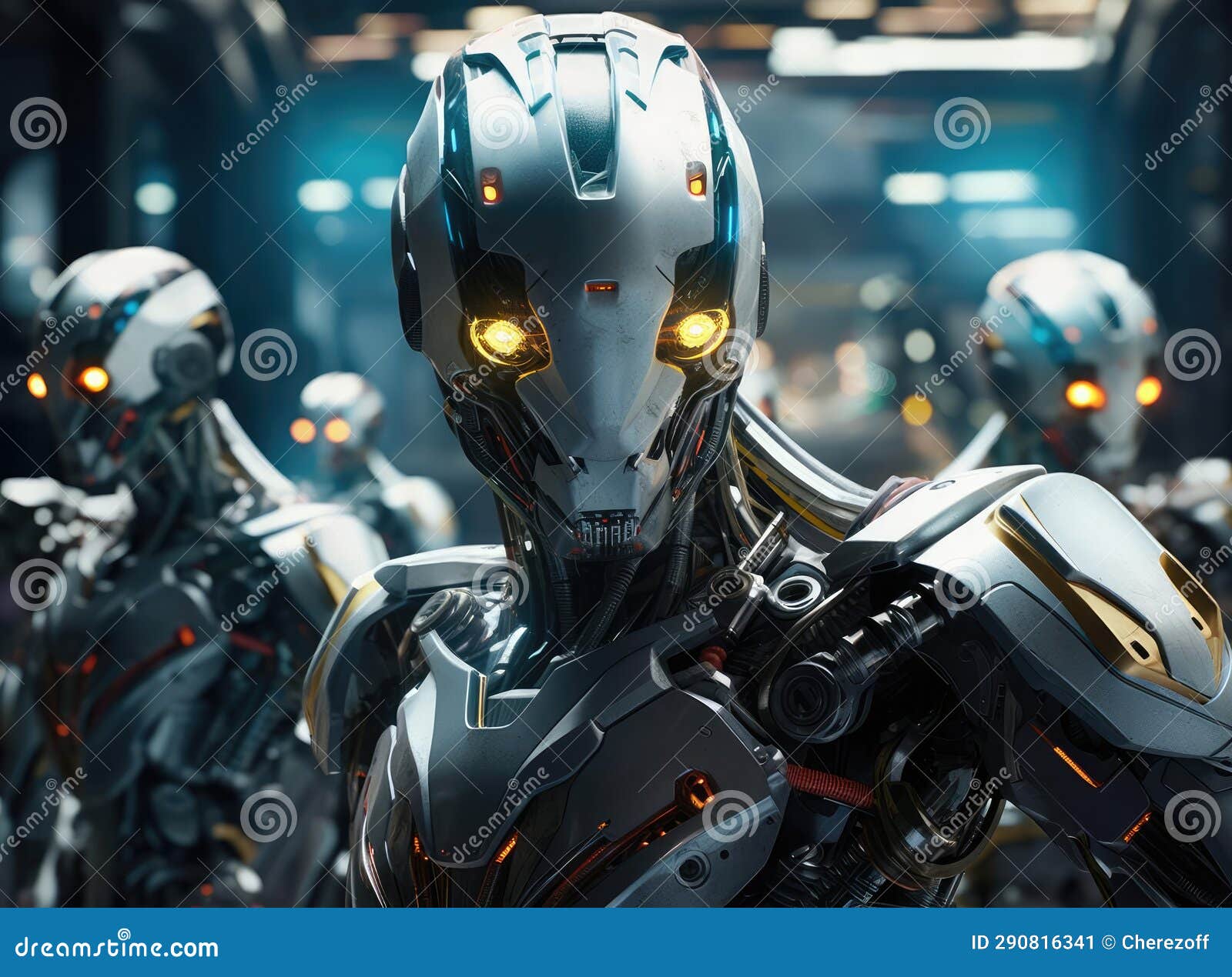 A group of robots stock image. Image of industry, humanoid - 290816341