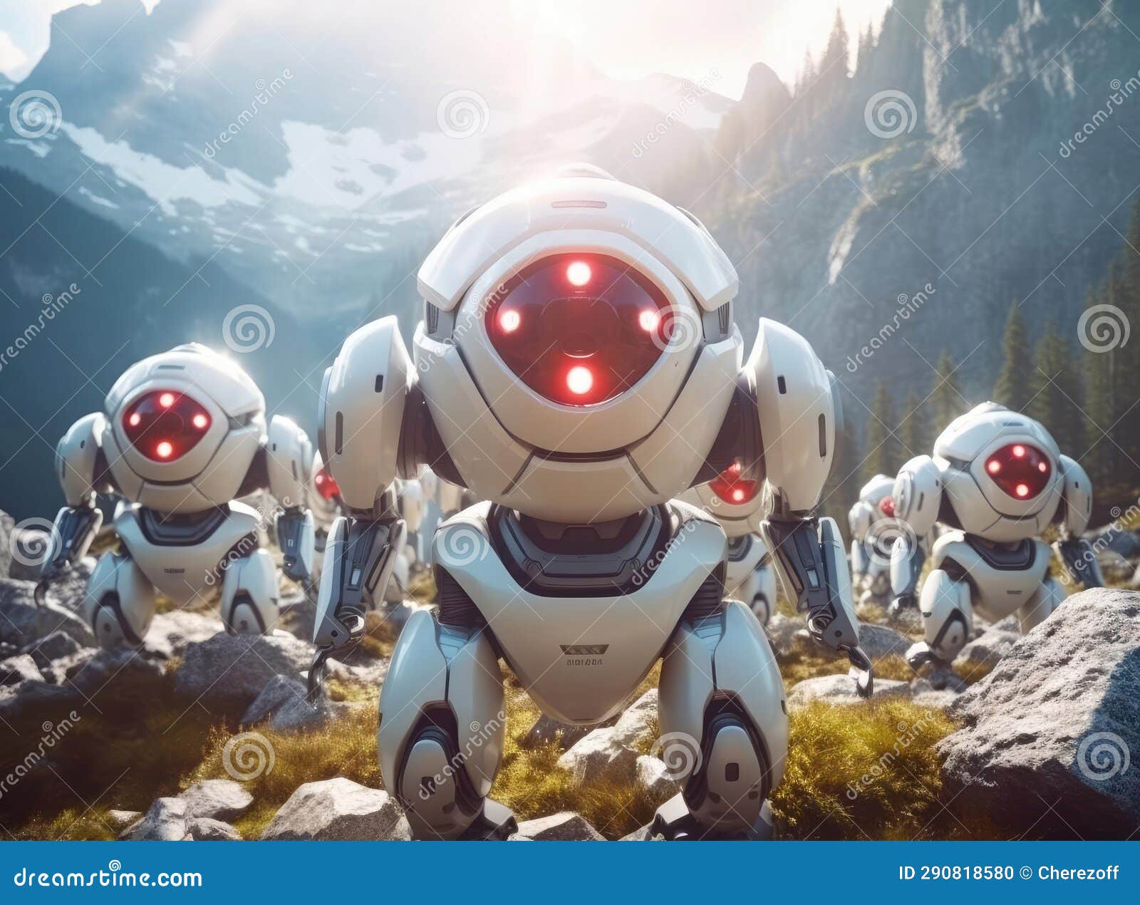 A group of robots stock photo. Image of tech, background - 290818580