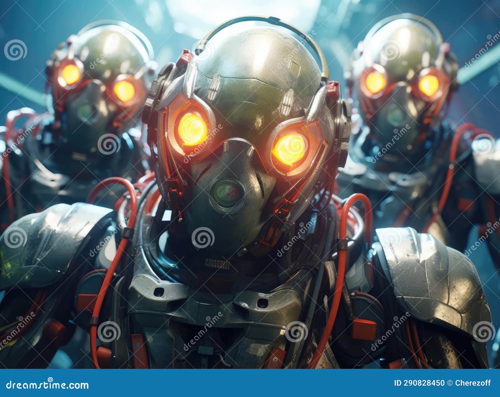 A group of robots stock photo. Image of future, plant - 290828450